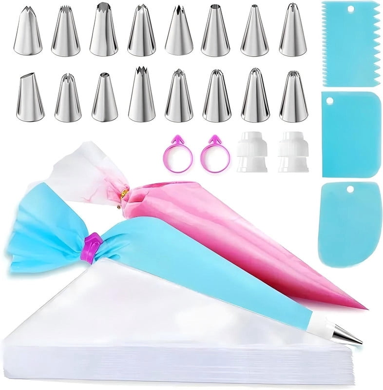 11.8 Inch Piping Bags and Tips Set, 100 Anti Burst Piping Bags, 124 Pcs ...