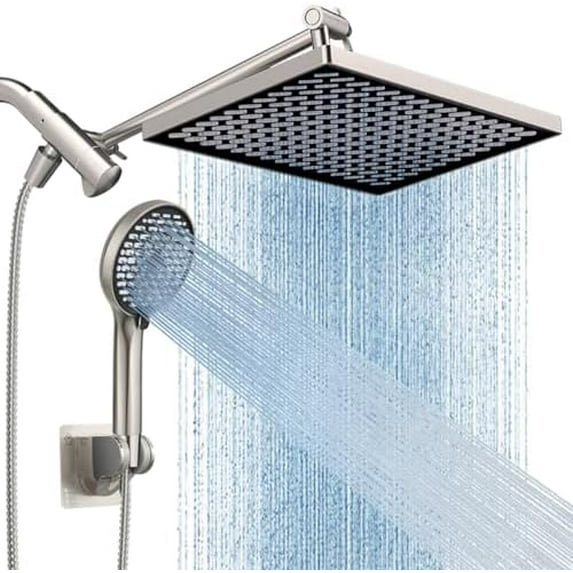 11.8 Inch Rain Shower Head with 6 Modes Handheld Water Spray，High ...