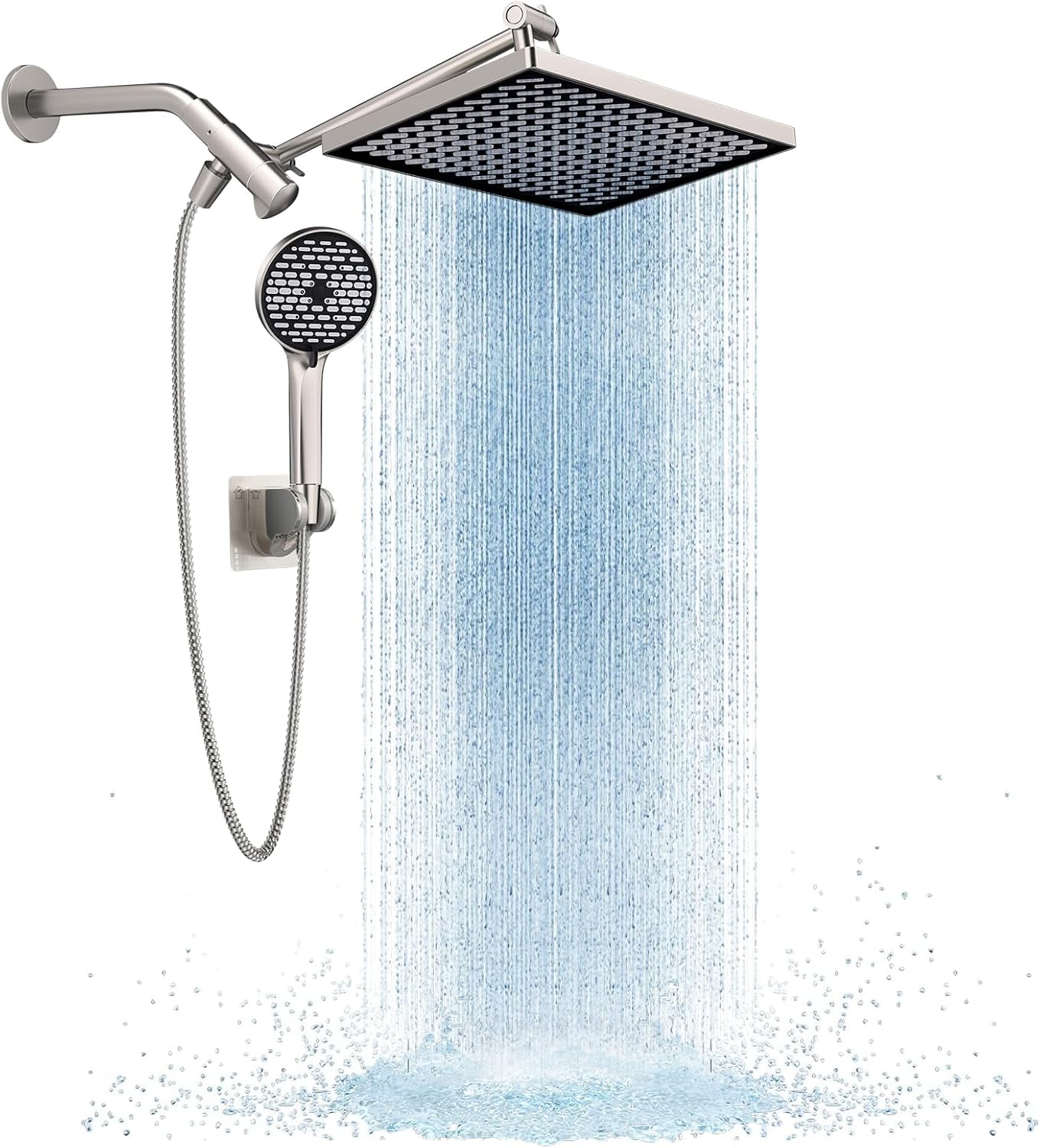 11.8 Inch Rain Shower Head with 6 Modes Handheld Water Spray，High ...