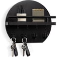 11.8 Inch Round Wooden Key Holder with Shelf & 8 Hooks - Walmart.com
