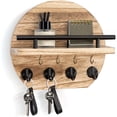 11.8 Inch Round Wooden Key Holder with Shelf & 8 Hooks - Walmart.com