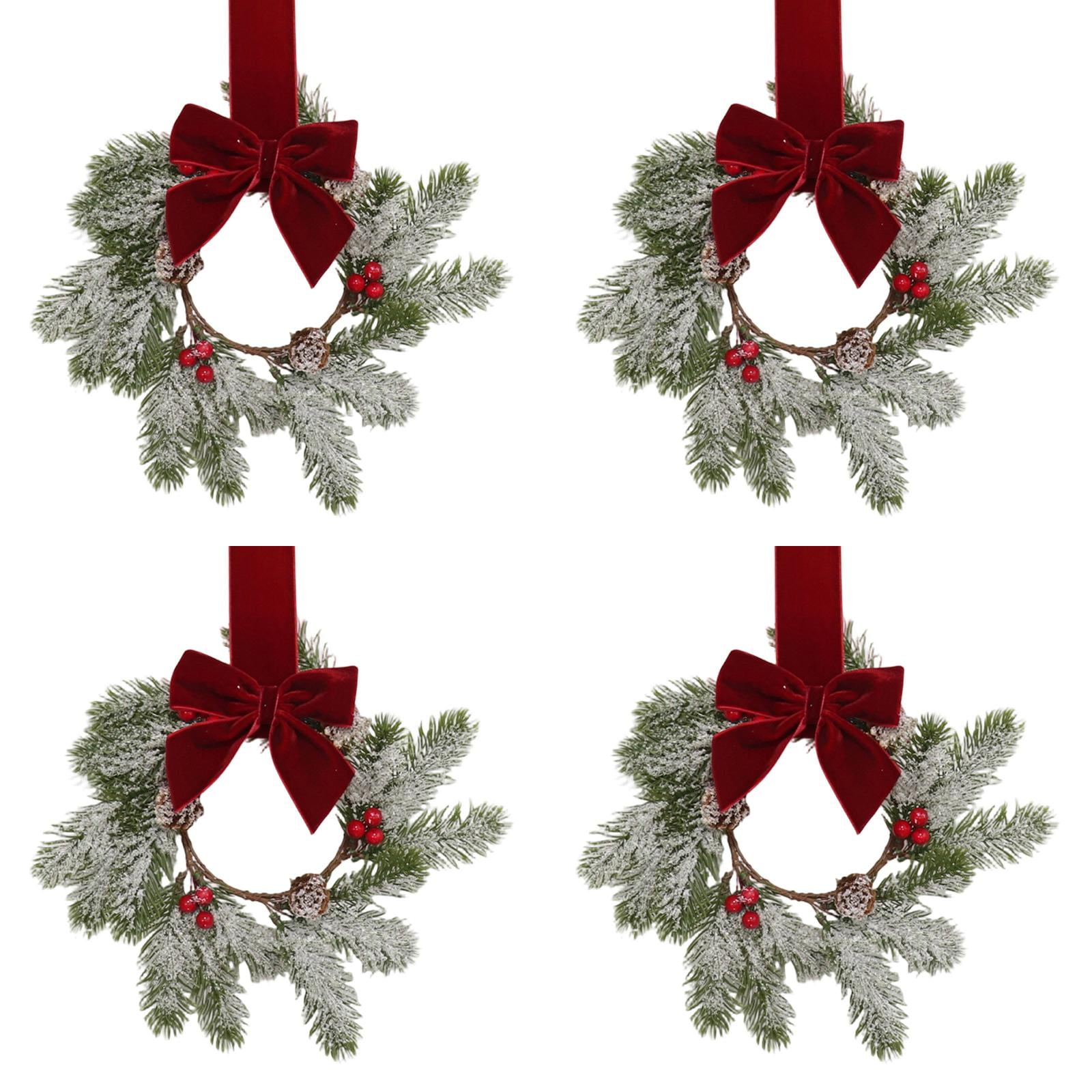 11.8 Inch Small Christmas Wreath, Mini Wreaths with Snow Flocked Red ...