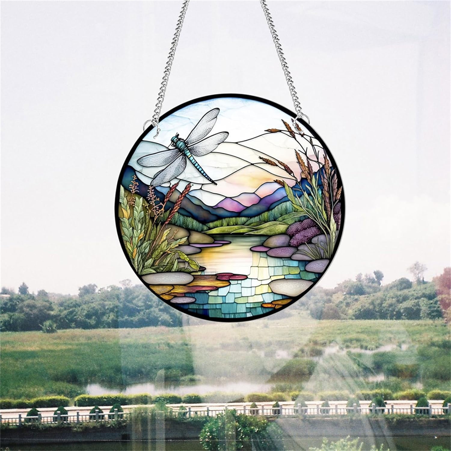 11.8 Inches Dragonfly Acrylic Window Hanging Decor Nature Mountain ...
