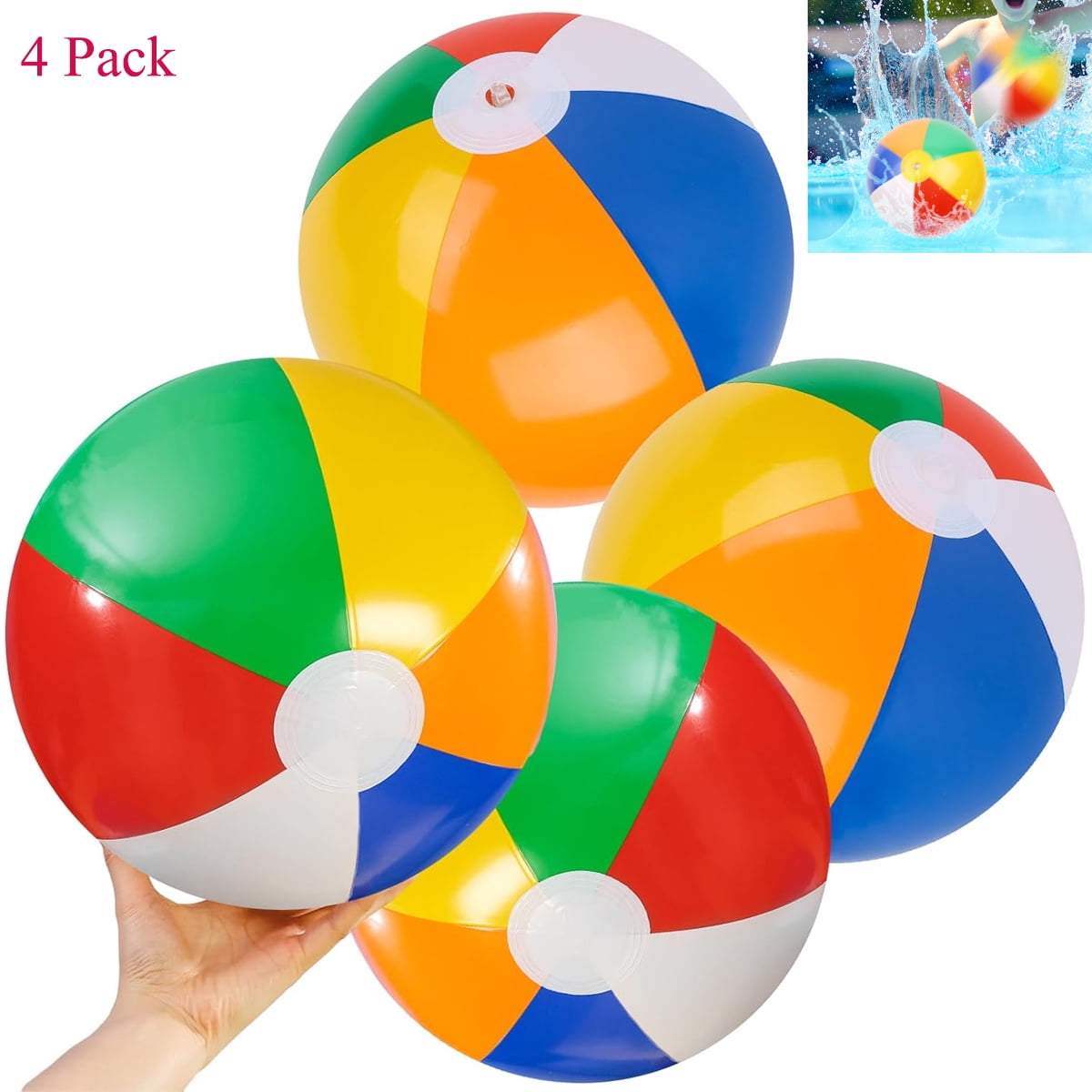 11.8'' Inflatable Beach Balls for Adult Kids , 4 Pack Swimming Pool ...