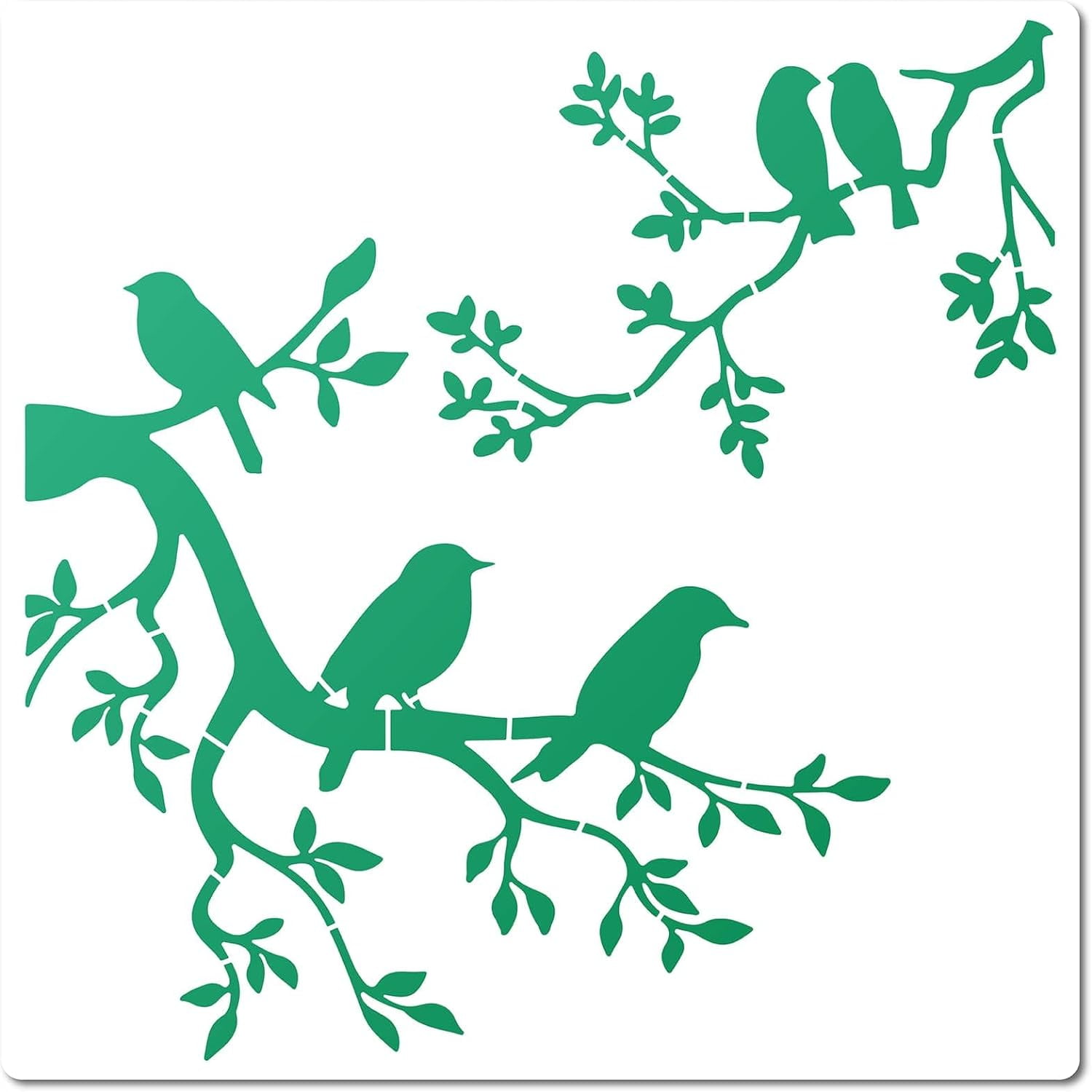 11.8" Large Bird on Tree Drawing Art Stencil Plastic Reusable Birds ...