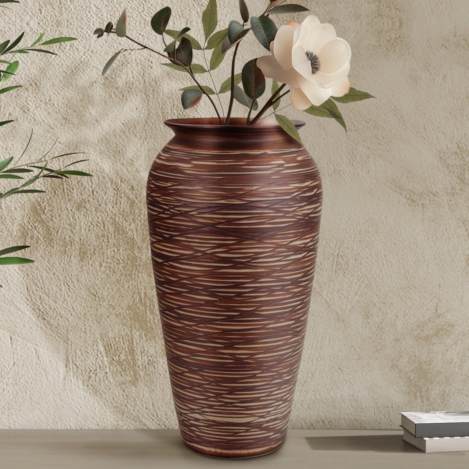 ORYNOVA Rustic Large Ceramic Floor Vase, 12 in Stain Resistant Vase for ...