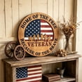 11.8" Patriotic Wooden Round Sign Ornament, "Home of the Free Because ...