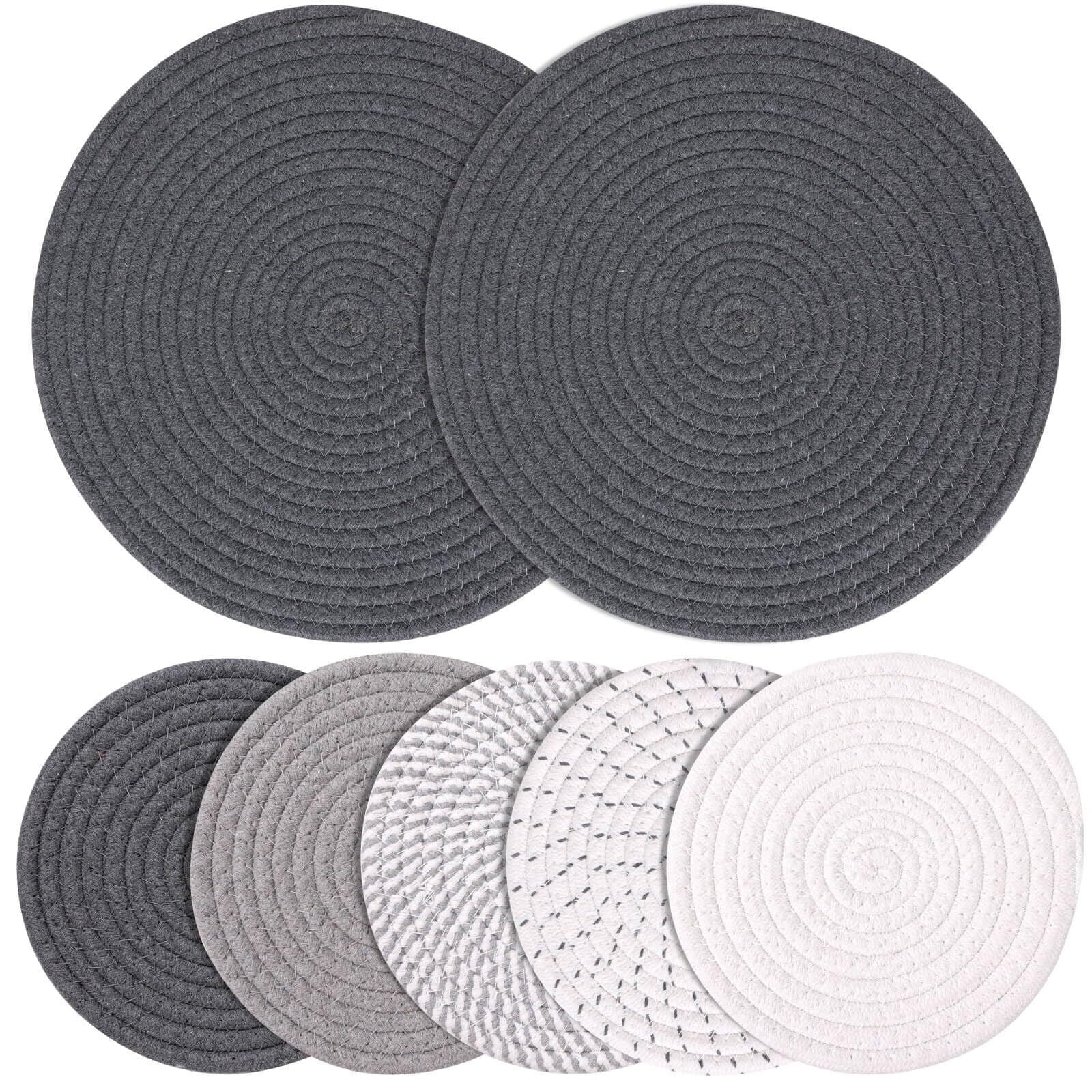 11.8" and 7" Hot Mats for Pots and Pans, 7 Woven Trivets for Hot Dishes ...