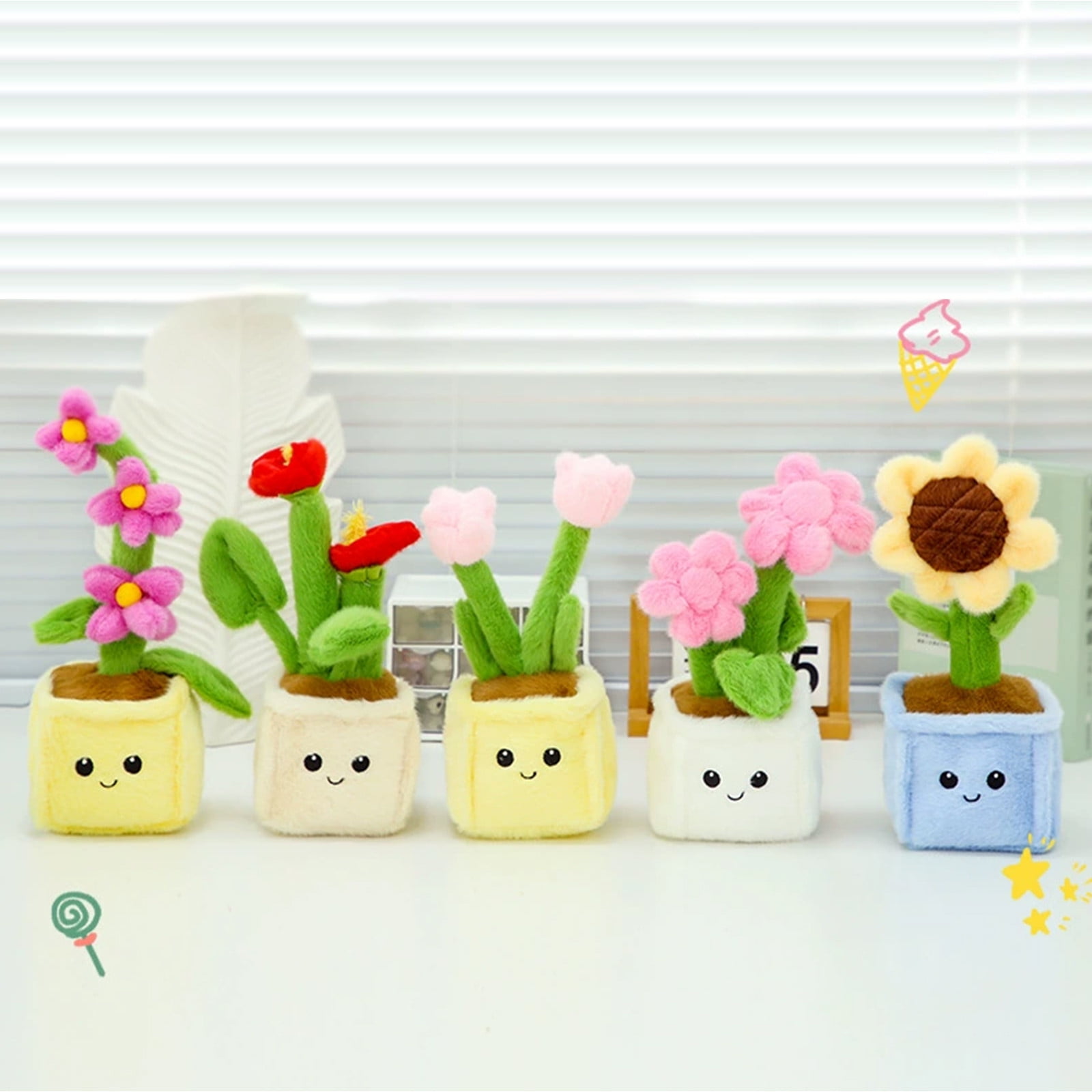 11.8 inch Amuseable Smiling Flower Pot Plush Toys - Potted Plant Plush ...