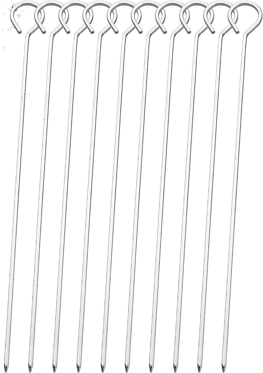 11.8 inch Barbecue Skewers,Metal BBQ Sticks,10 Pack Stainless Steel ...