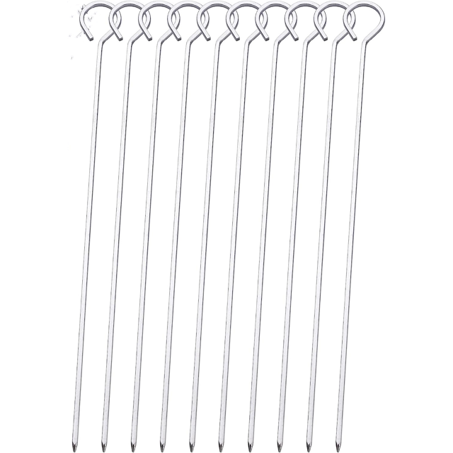 11.8 inch Barbecue Skewers,Metal BBQ Sticks,10 Pack Stainless Steel ...