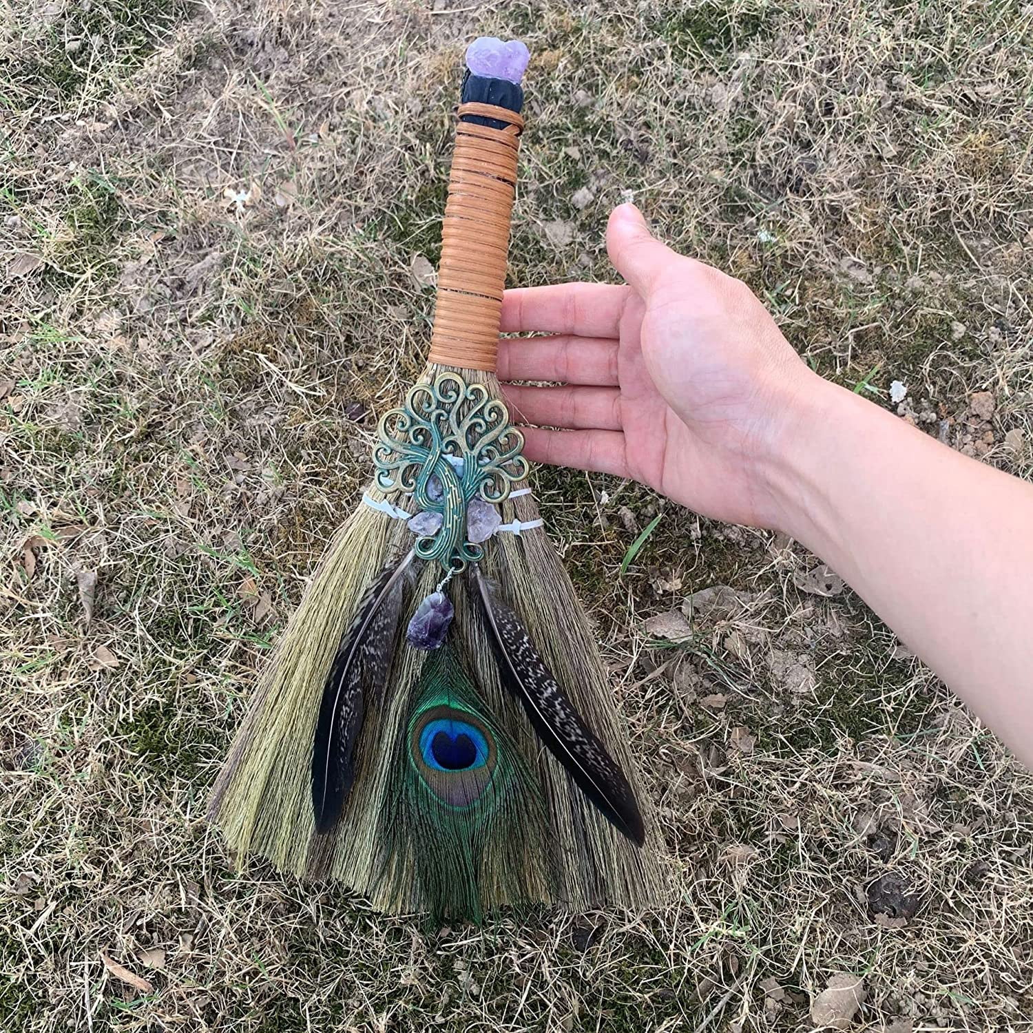 11.8 inch Witch Altar Broom Handmade Crystal Pendant Mane Broom for ...
