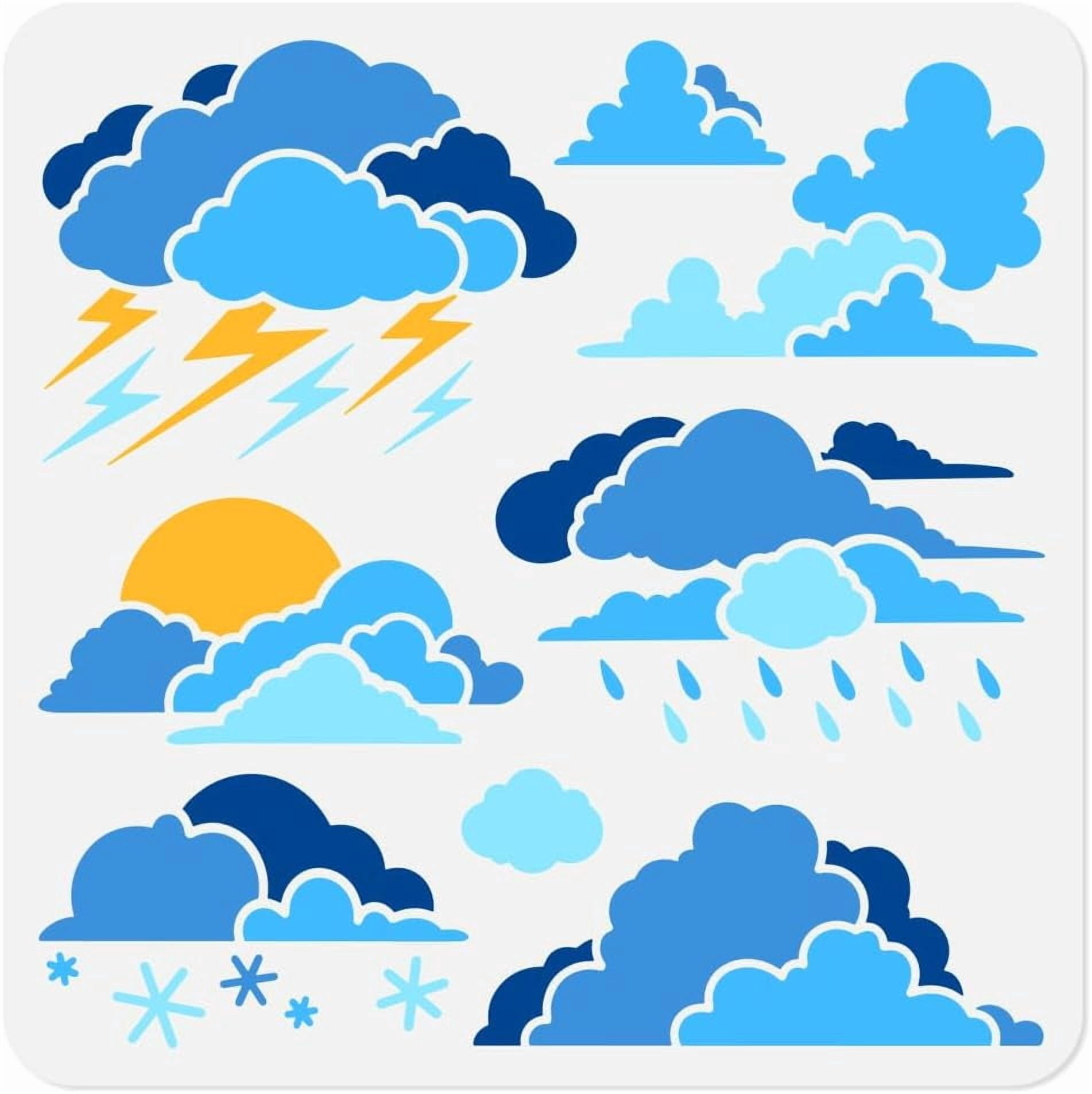 11.8"x11.8" Clouds Wall Stencil Templates Reusable Plastic Lightning ...