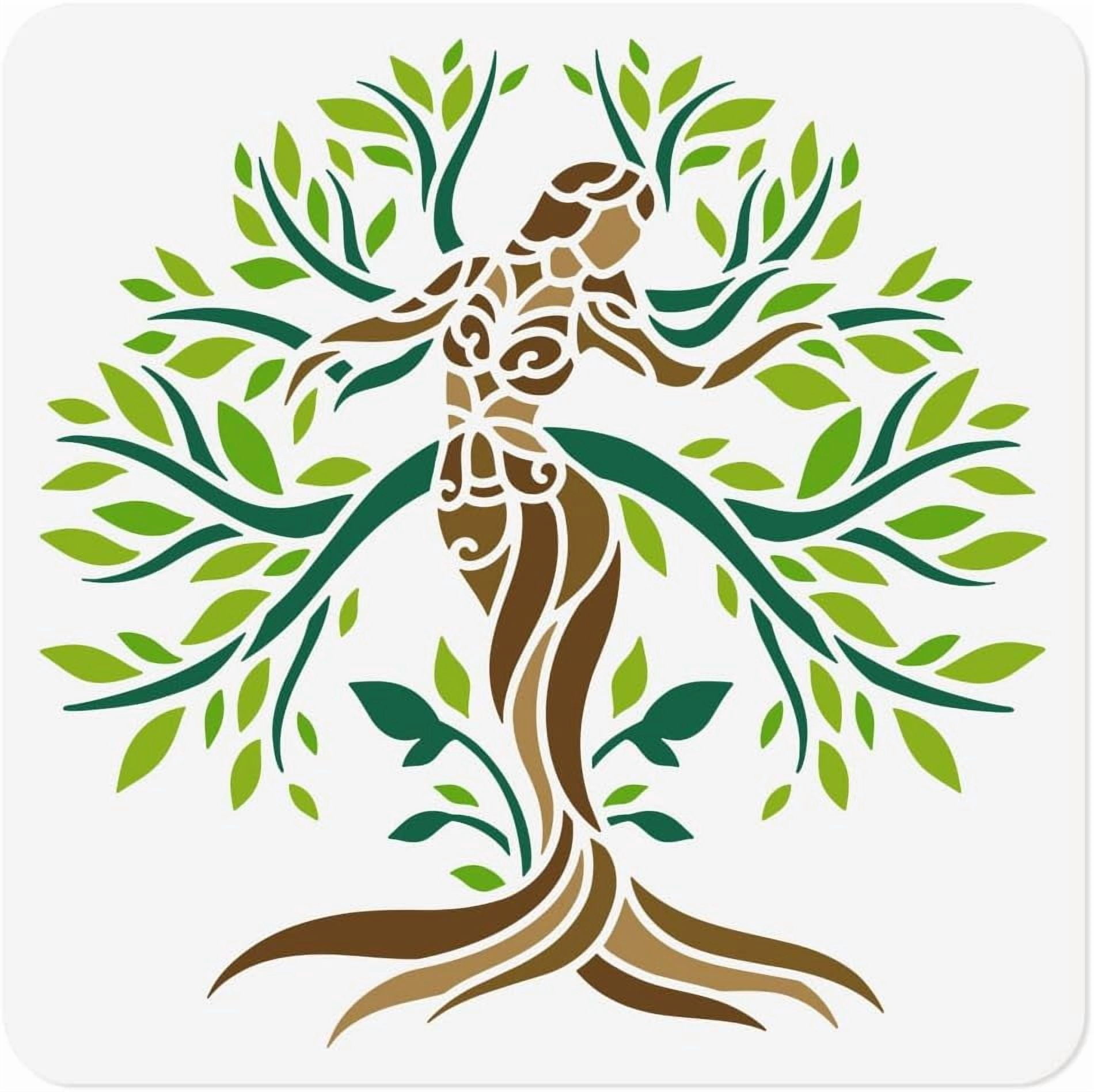 11.8"x11.8" Tree of Life Wall Stencil Templates Mandala Woman Tree ...