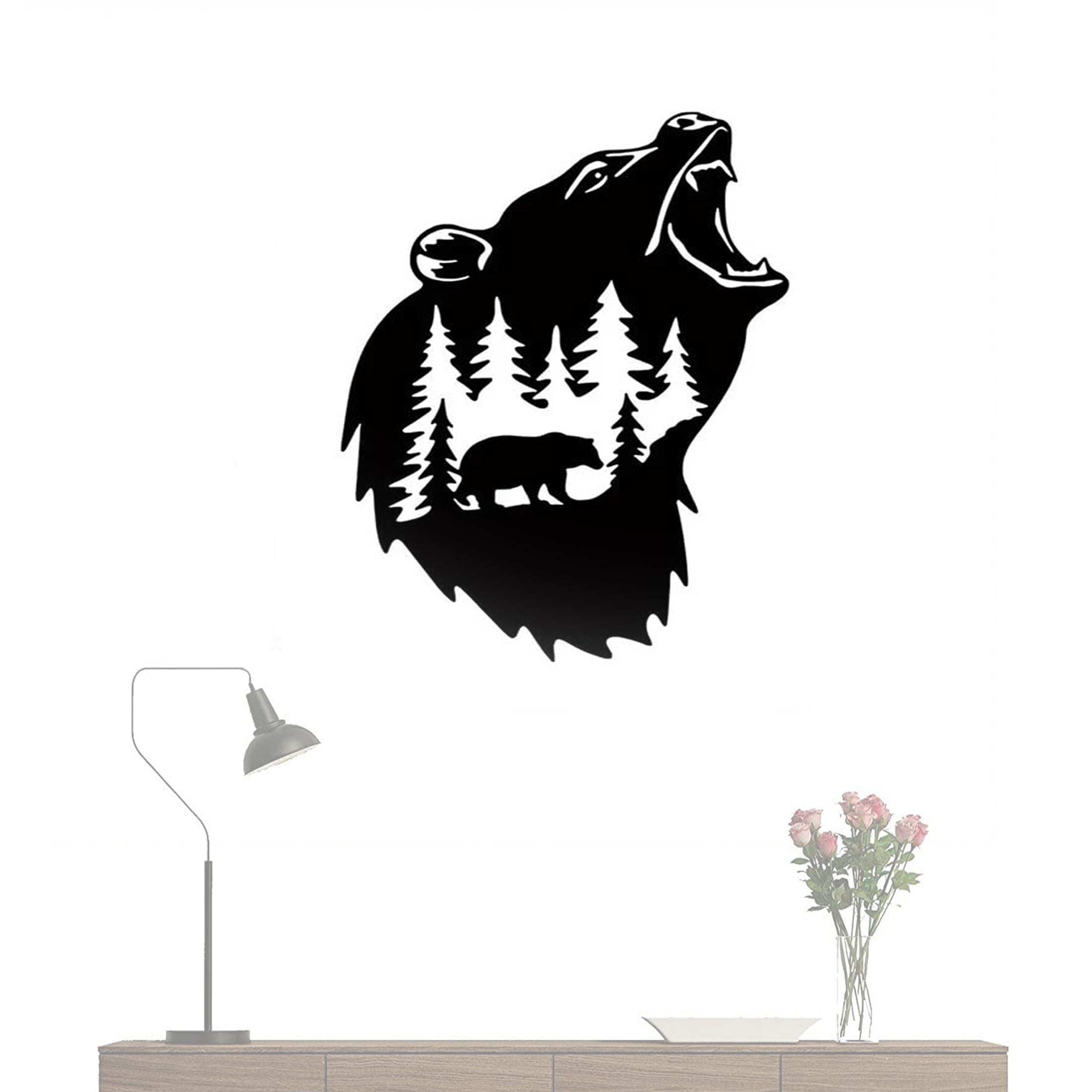 11.81×8.34 inches Bear Head Metal Decorative Art Metal Forest Wall ...