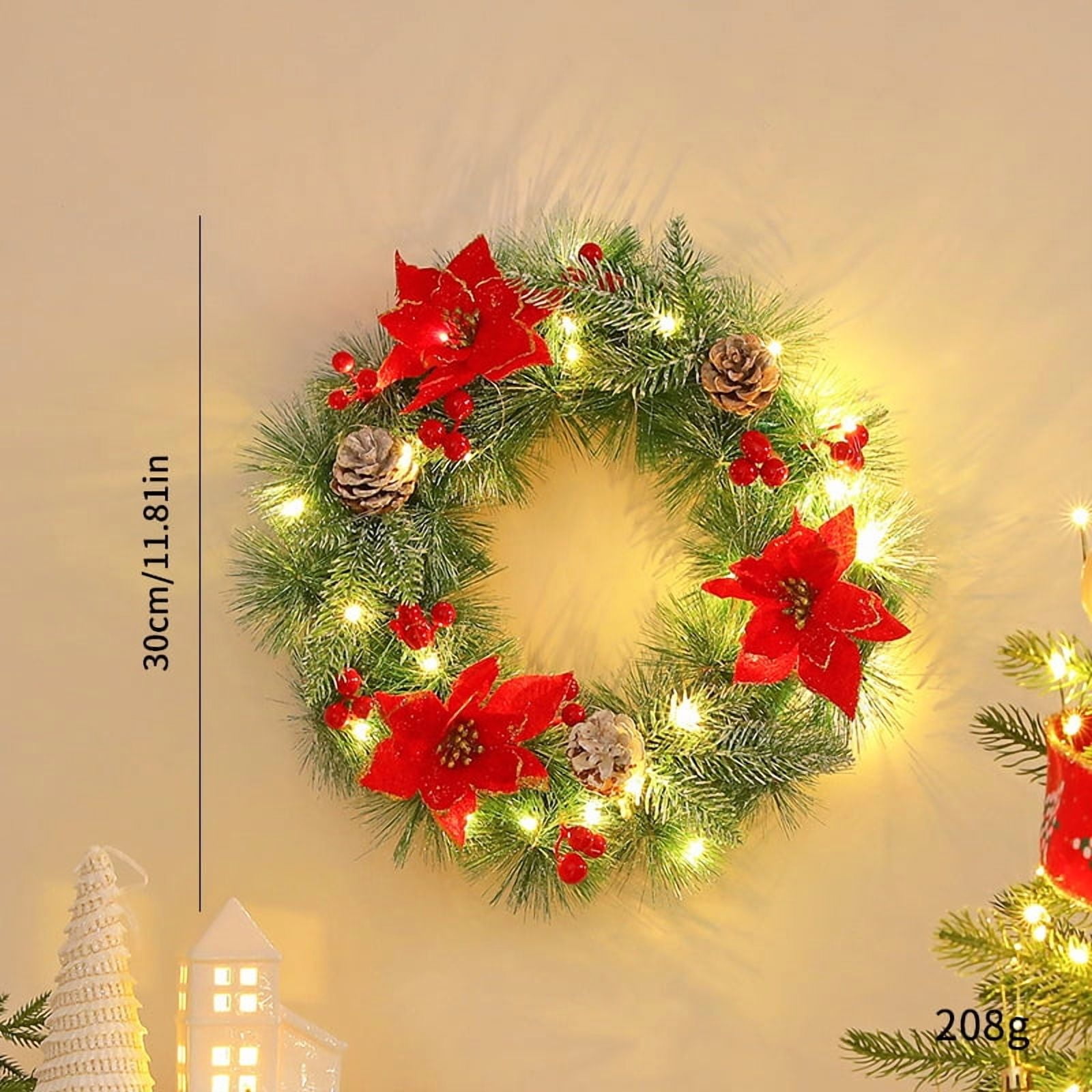 11.81" Artificial Christmas Wreaths Decorations, Plastic Christmas Door ...