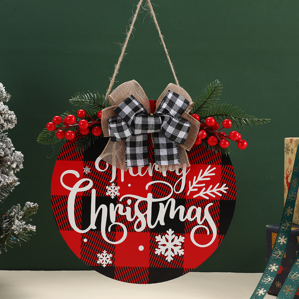 11.81" Artificial Christmas Wreaths for Front Door, Wooden Merry ...