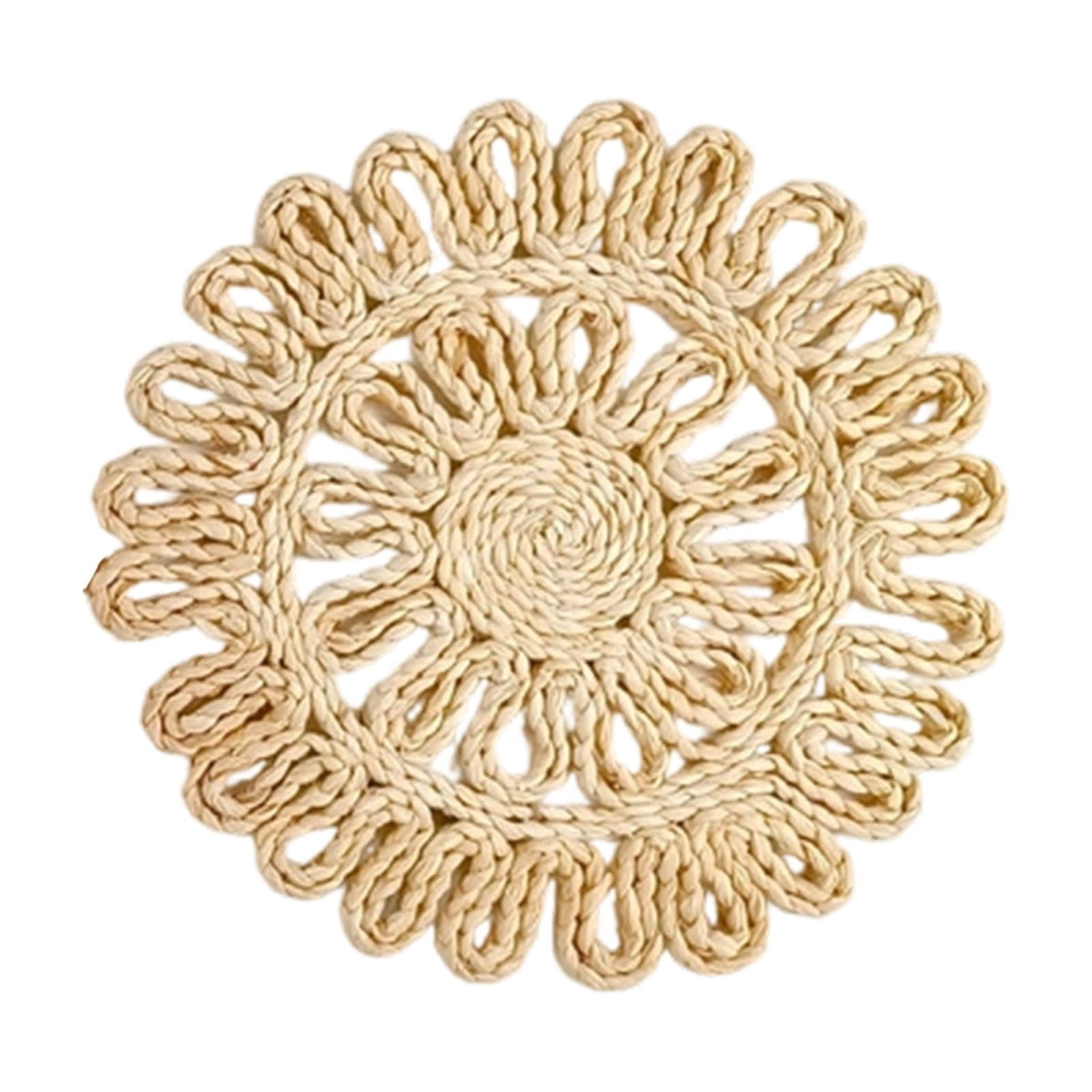 11.81" Corn Husk Woven Round Placemats Farmhouse Placemats - Rattan ...