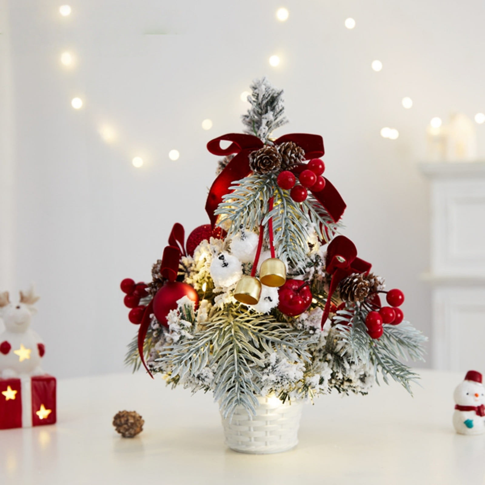 11.81 Inch Lighted Prelit Mini Tabletop Plastic Artificial Christmas ...