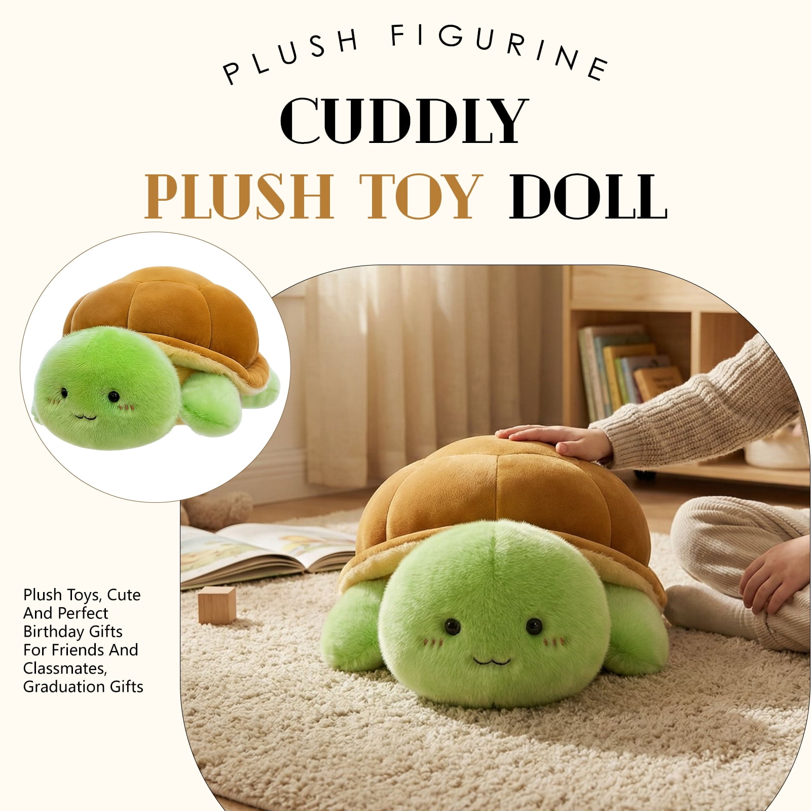 11.81 Inch Soft Green Turtle Stuffed Animal Plush Toy, Huggable Plushie ...