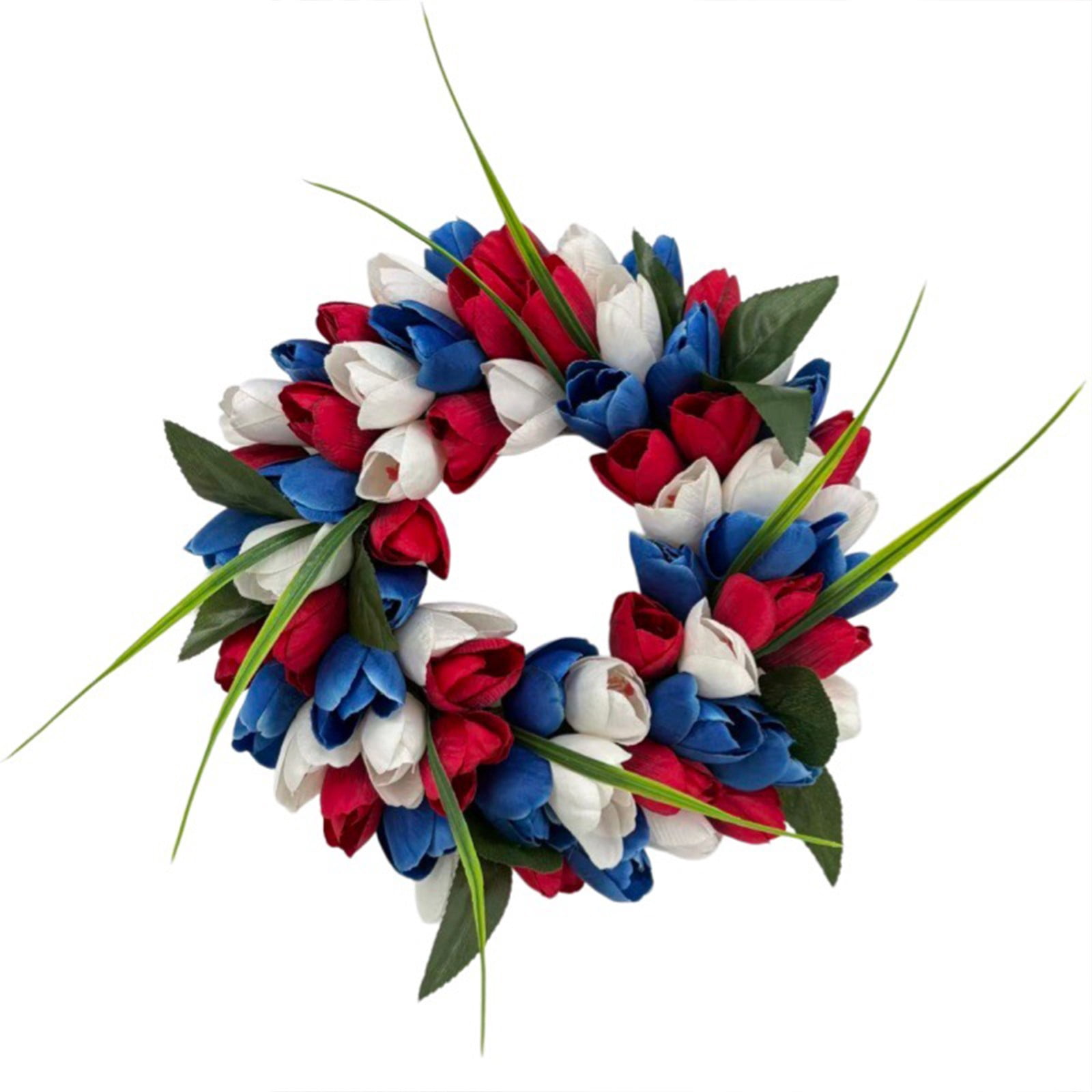 11.81Inch Patriotic Floral Garland, Red White Blue Layered Festive ...