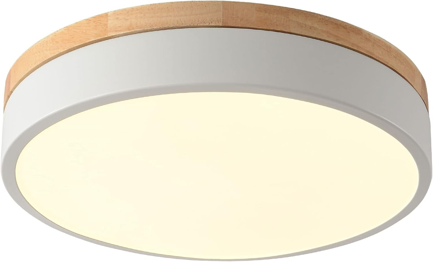 11.81inch Modern Wooden LED Flush Mount Ceiling Light 24W Minimalist ...