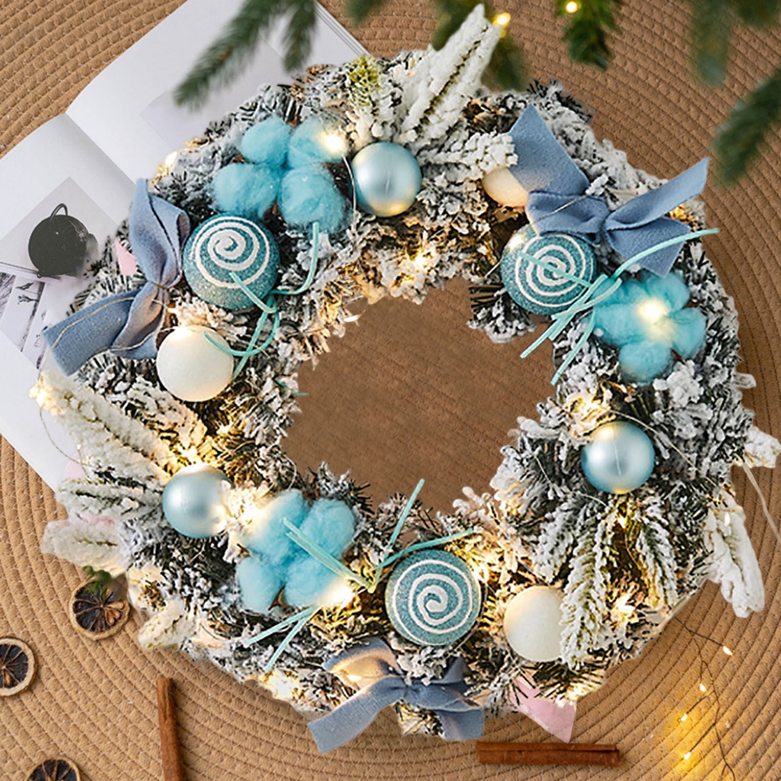 11.81inch Sky Blue LED Light Wreath - Home Atmosphere Decor, Window ...