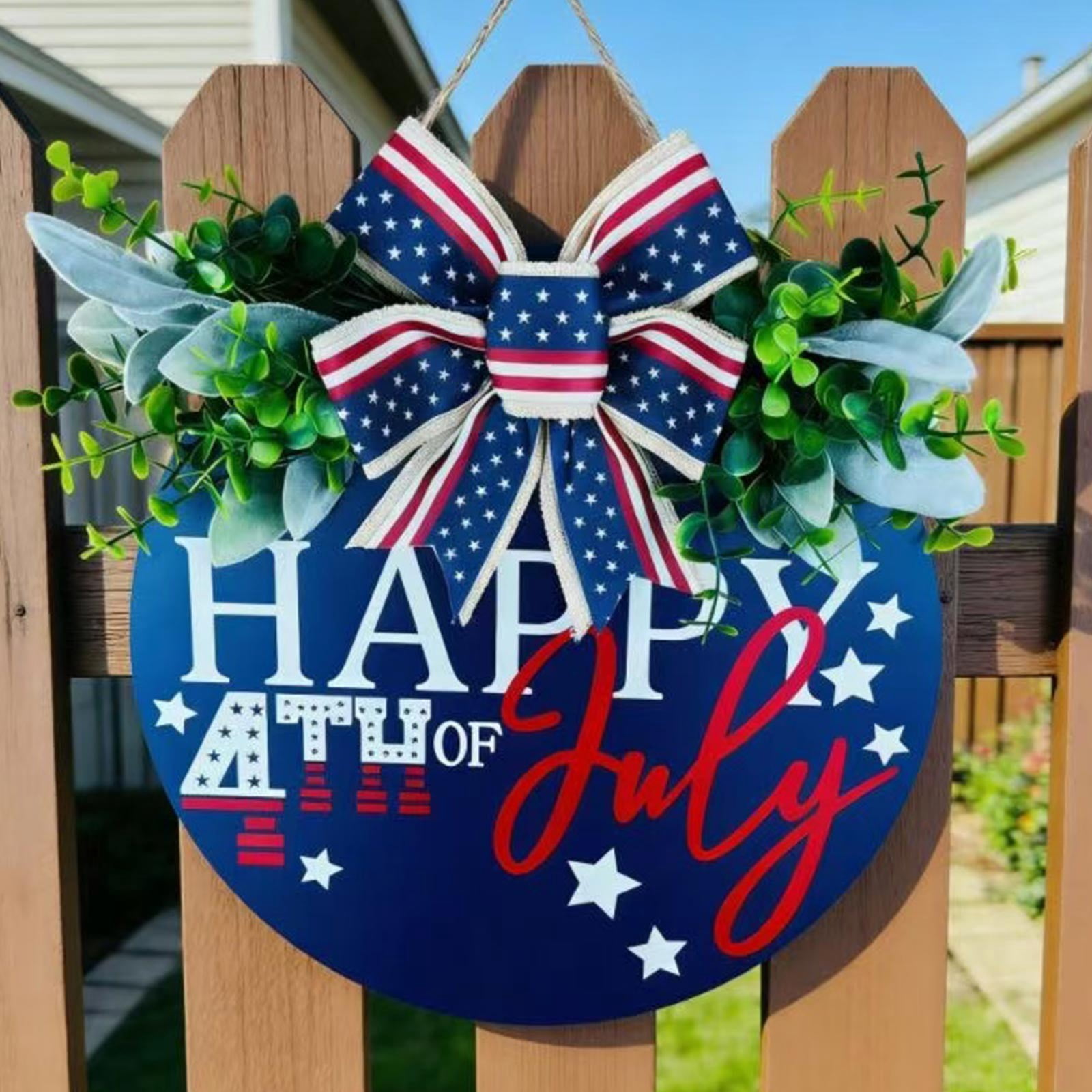 11.81x11.81 Inch Independence Day Artificial Flower Wooden Door ...