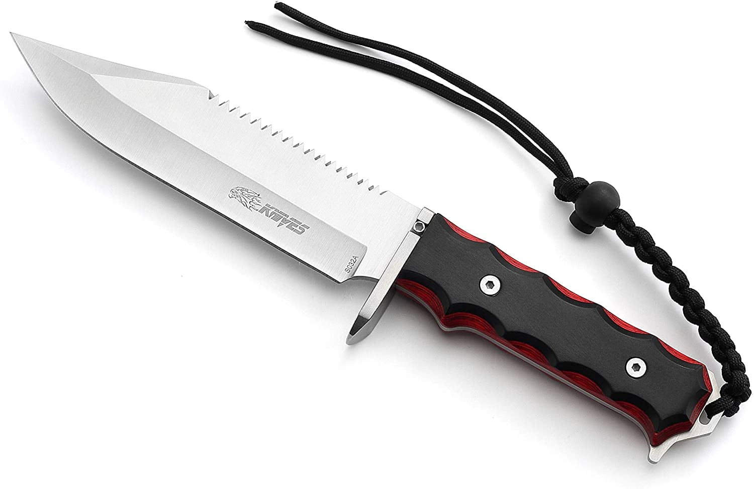 11.8IN Hunting Survival Knife 8Cr13 Wood Handle Tactical Army Fixed ...