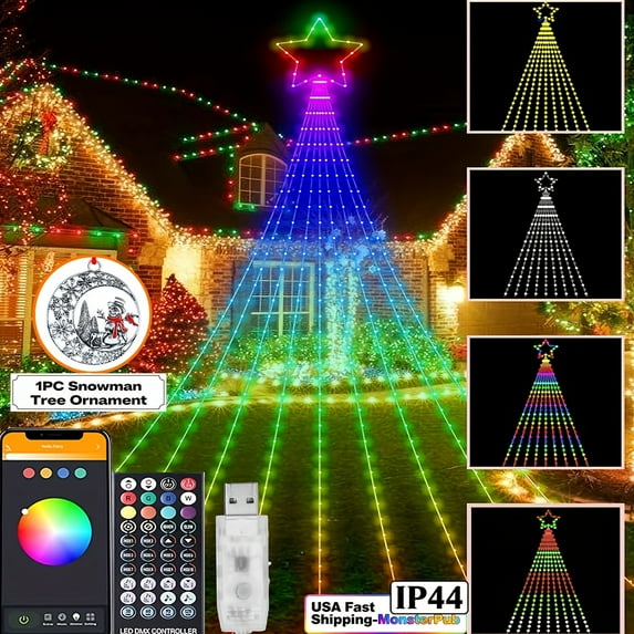11.8ft Christmas Tree with 350LEDs & Star - 210 Modes RGB Smart Lights ...
