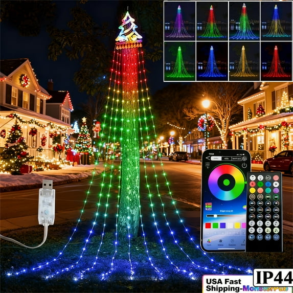 11.8ft Christmas Tree with 350 RGB LEDs | Smart App Control & 210 ...