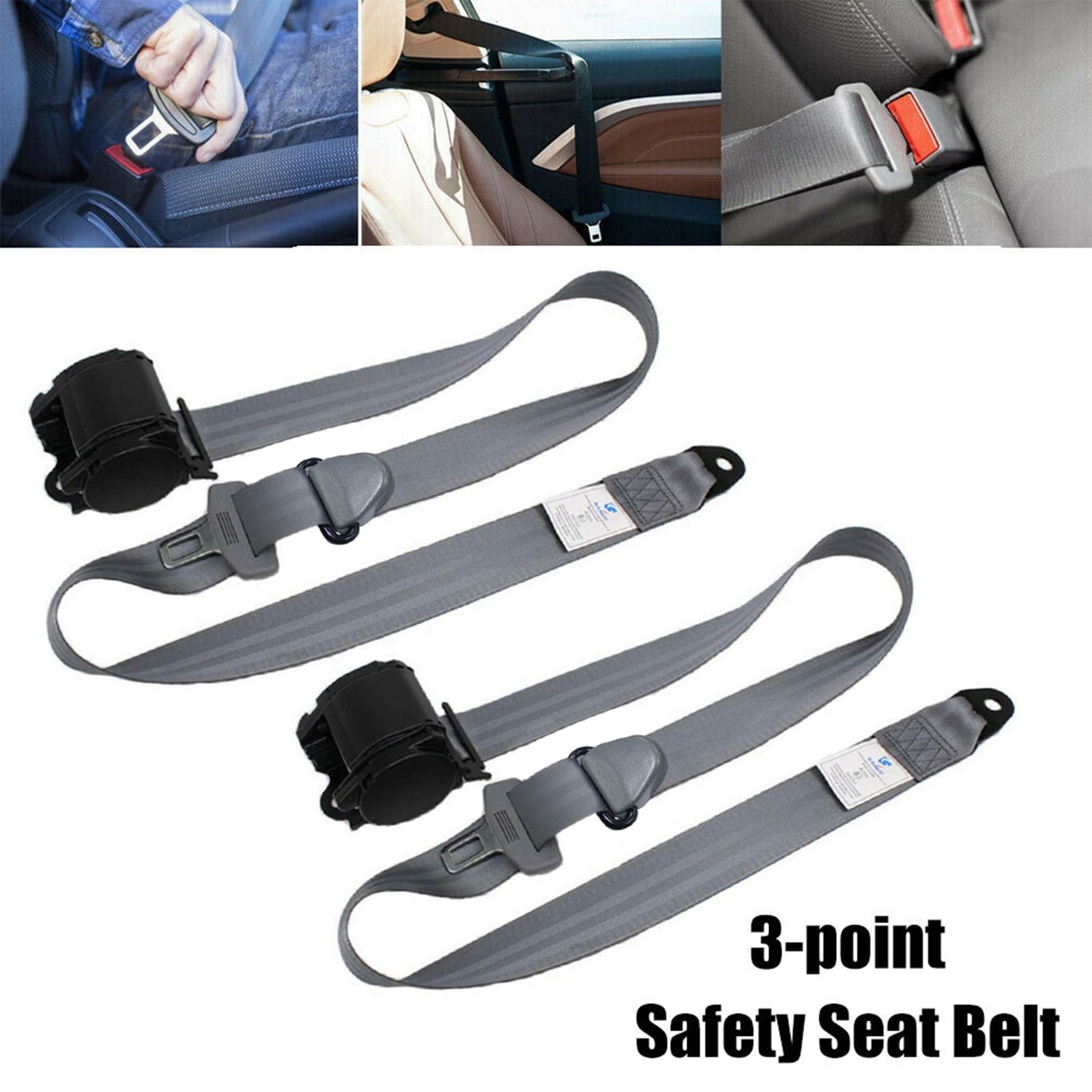 11.8ft Retractable Safety Seat Belt, 2 Set 3 Point Safety Seat Belt ...