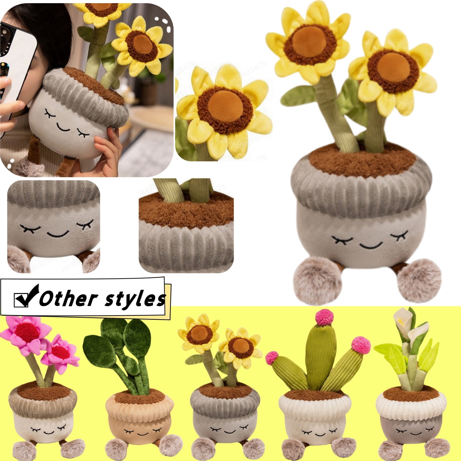 11.8in Plant Plush Cute Flower Plush Doll Valentines Day Decorations ...