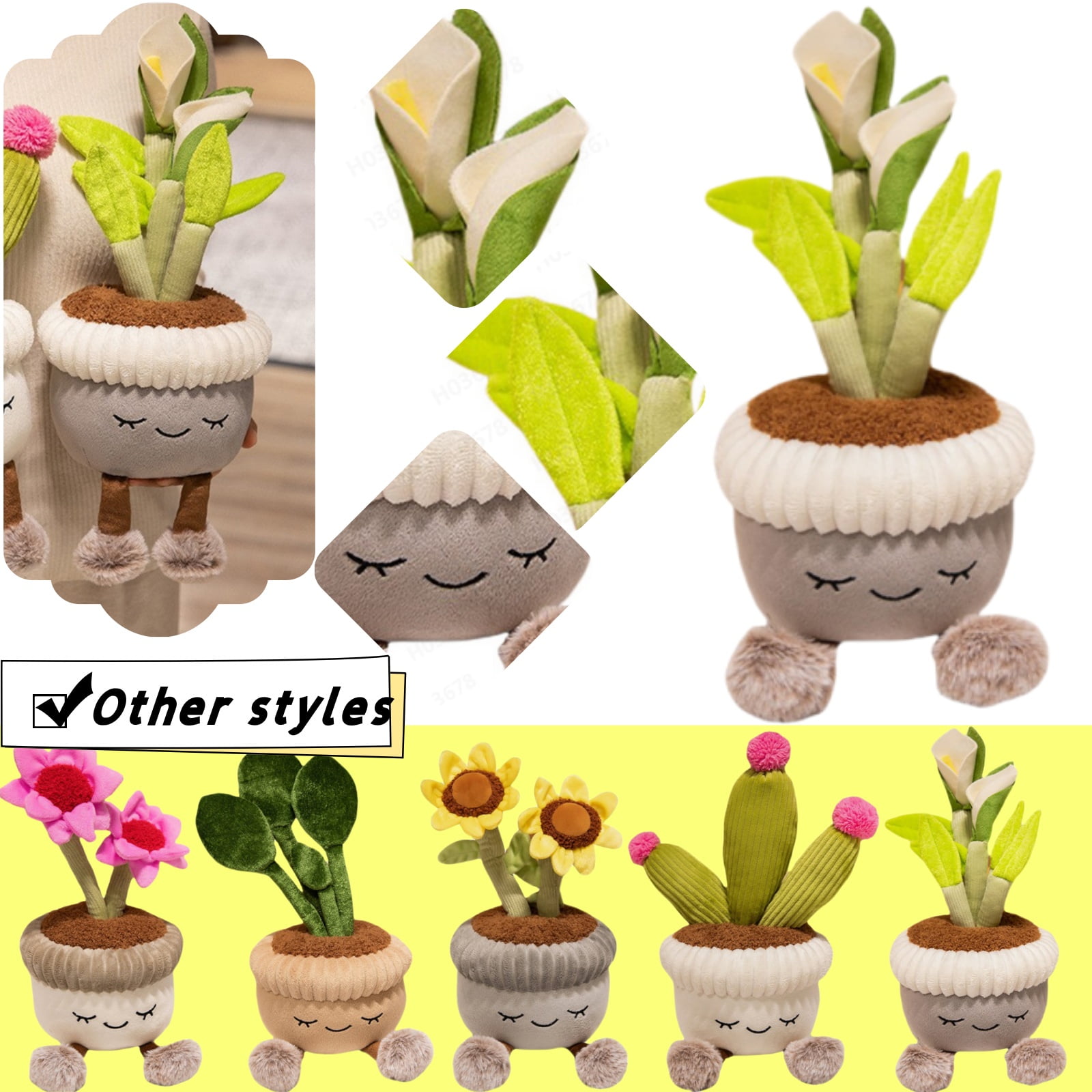 11.8in Plant Plush Toy Cute Flower Plush Doll Valentines Day Decor Soft ...