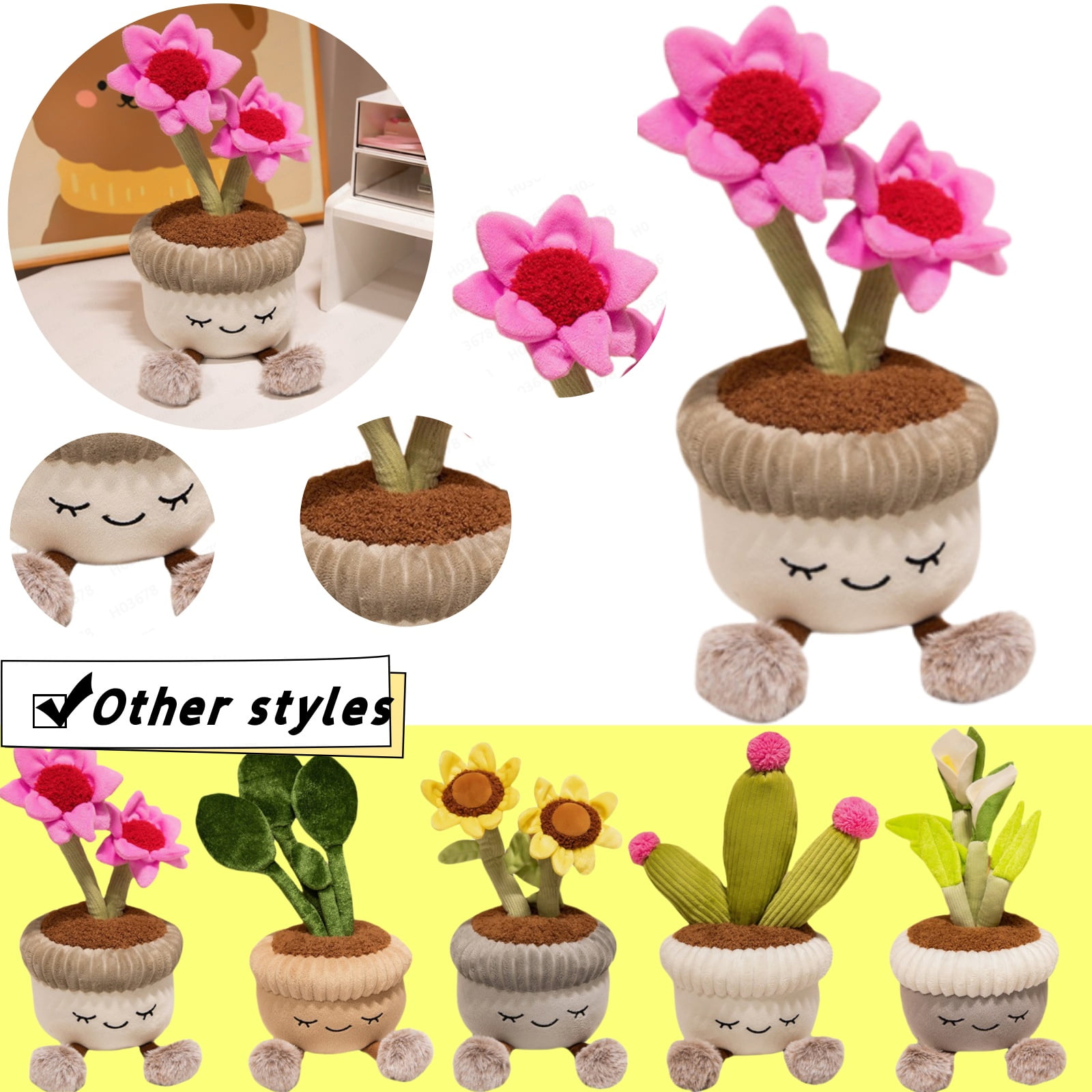 11.8in Plant Plush Toy Perfect Room Decor Valentines Day Gifts Cute ...