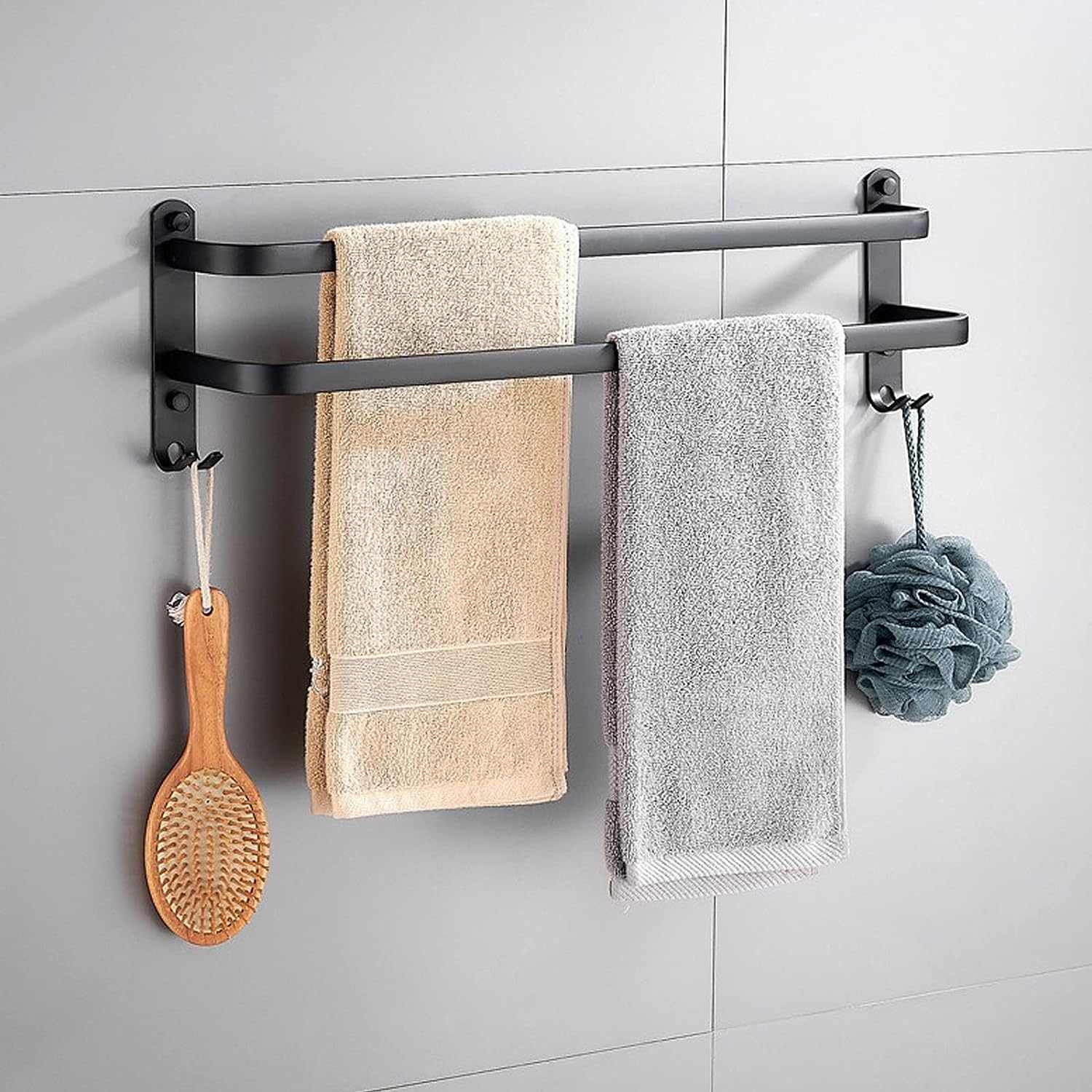 24" Exposed Screw Towel Shelf & Double Towel Bar, Polished Chrome ...