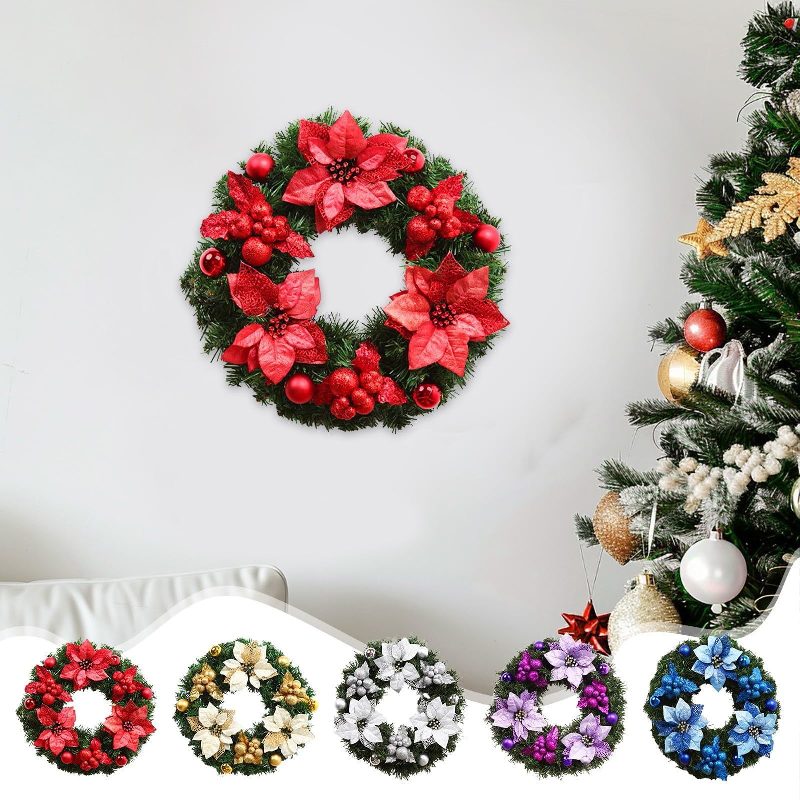 11.8inch Small Christmas Wreath For Front Door,Artificial Greenery ...
