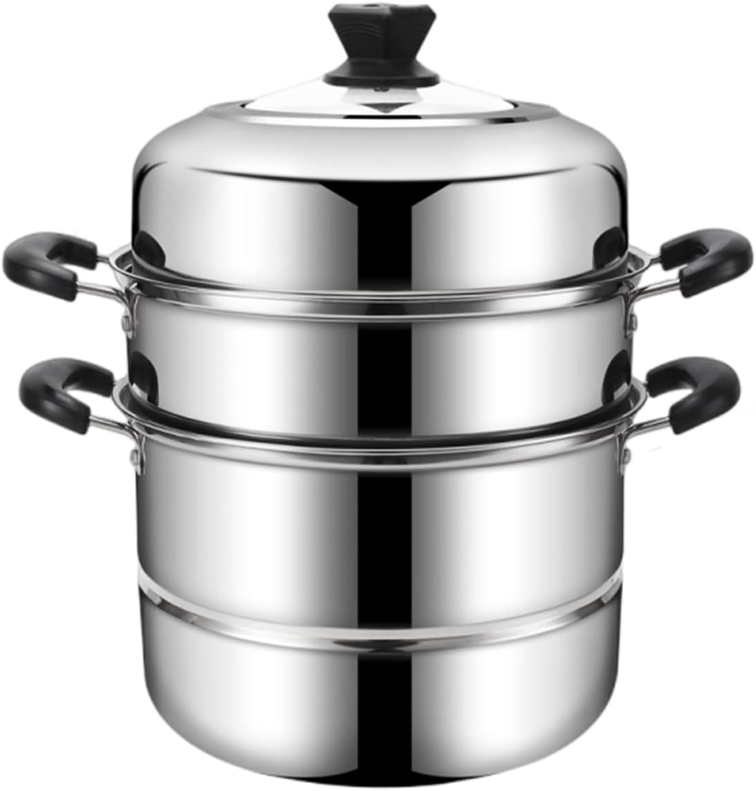 11.8inch Steam Pots Stainless Steel Steamer Pot with Lid 3-tier Steam ...