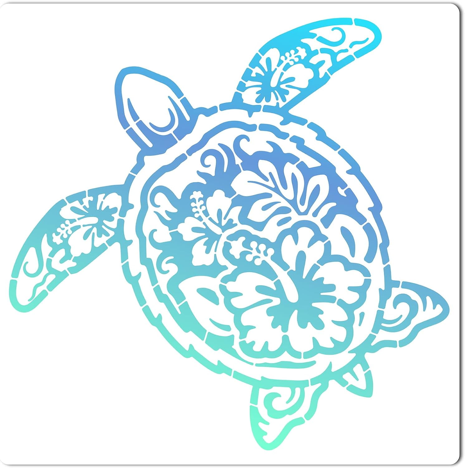 11.8x11.8 Hollow Out Sea Turtle Stencil Ocean Animal Hibiscus Flower ...