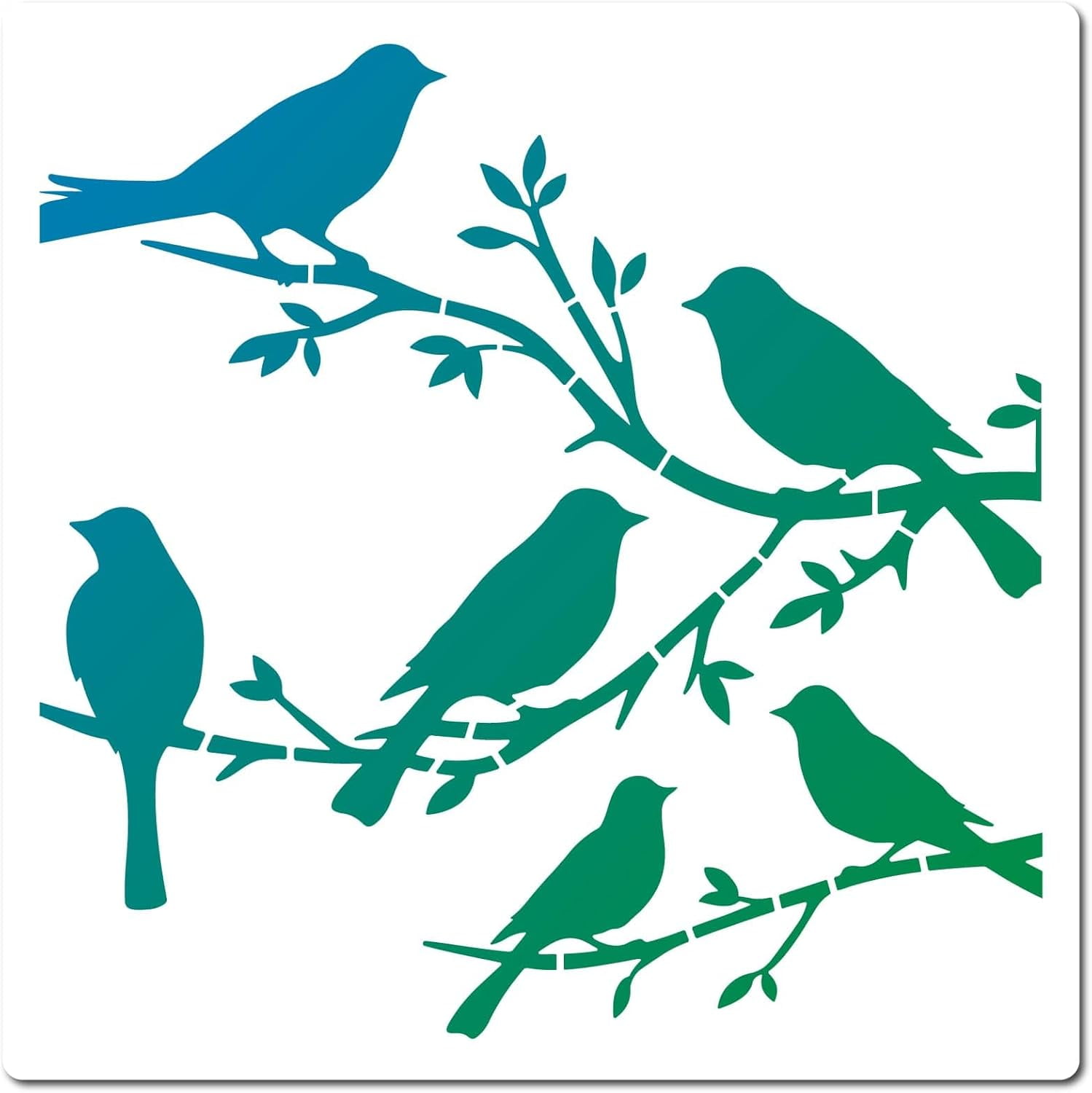 11.8x11.8 Inch Bird on Branch Stencil Large Reusable Birds Tree ...