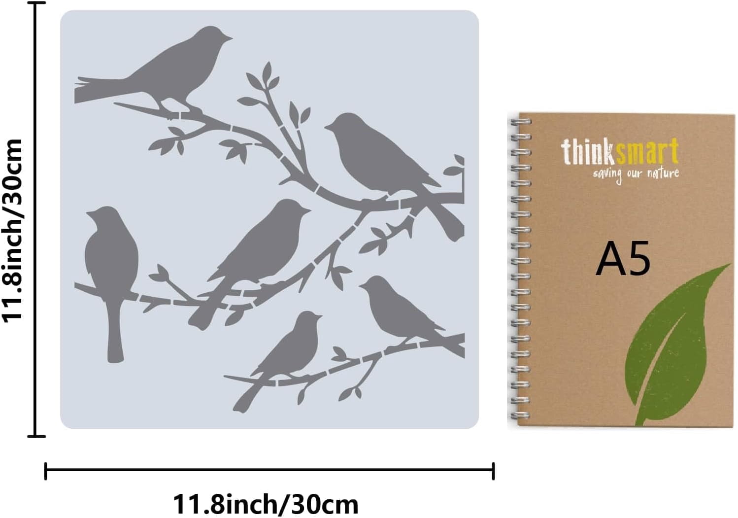 11.8x11.8 Inch Bird on Branch Stencil Large Reusable Birds Tree ...