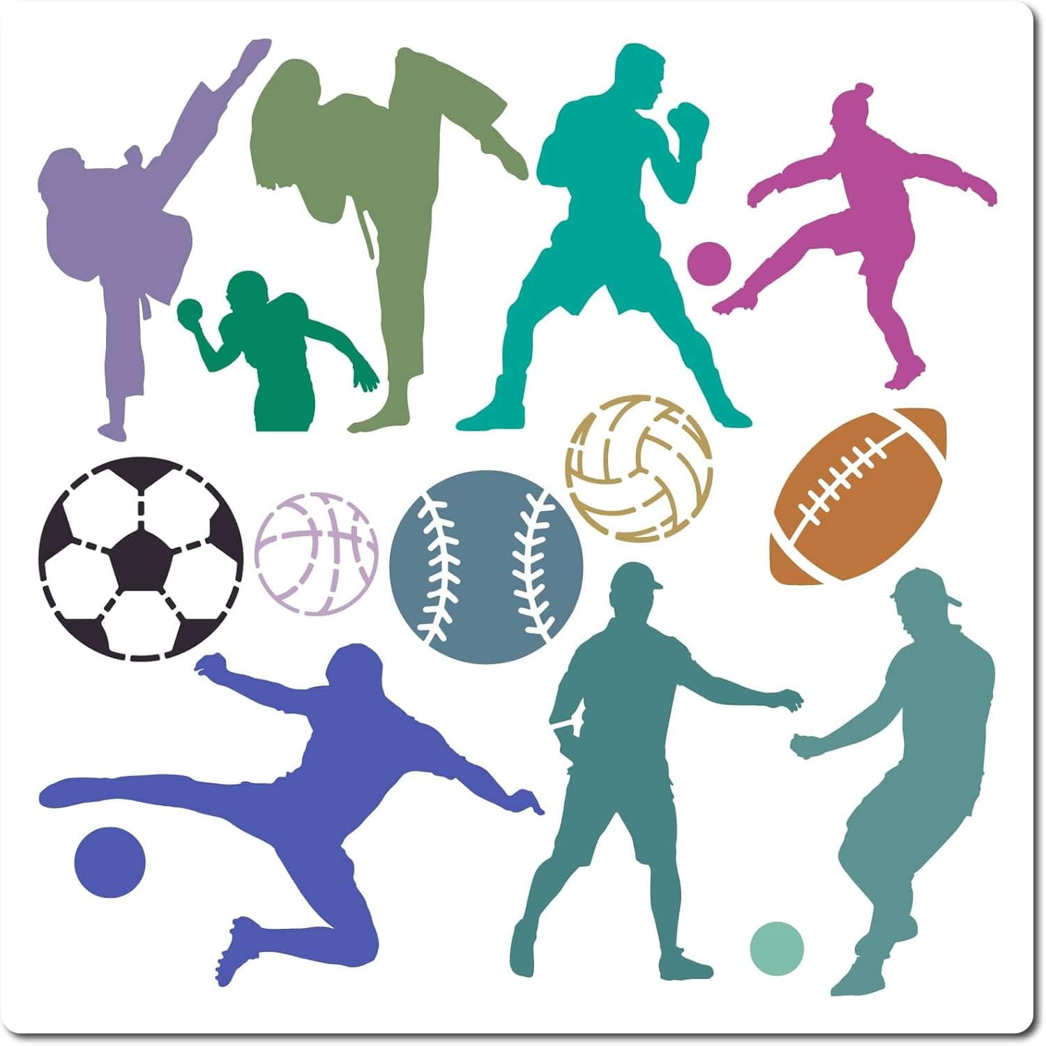 11.8x11.8 Inch Sport Stencils Taekwondo Football Soccer Baseball ...