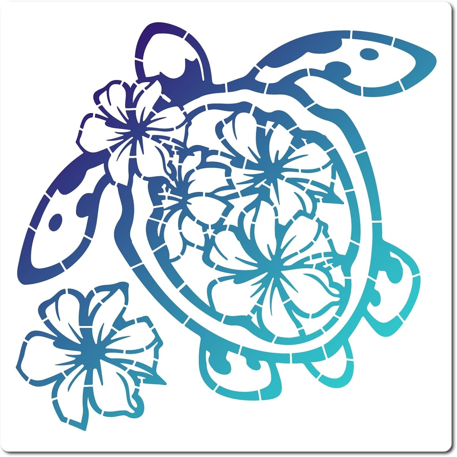 11.8x11.8in Large Sea Turtle Stencil Beach Ocean Animal Tortoise Flower ...