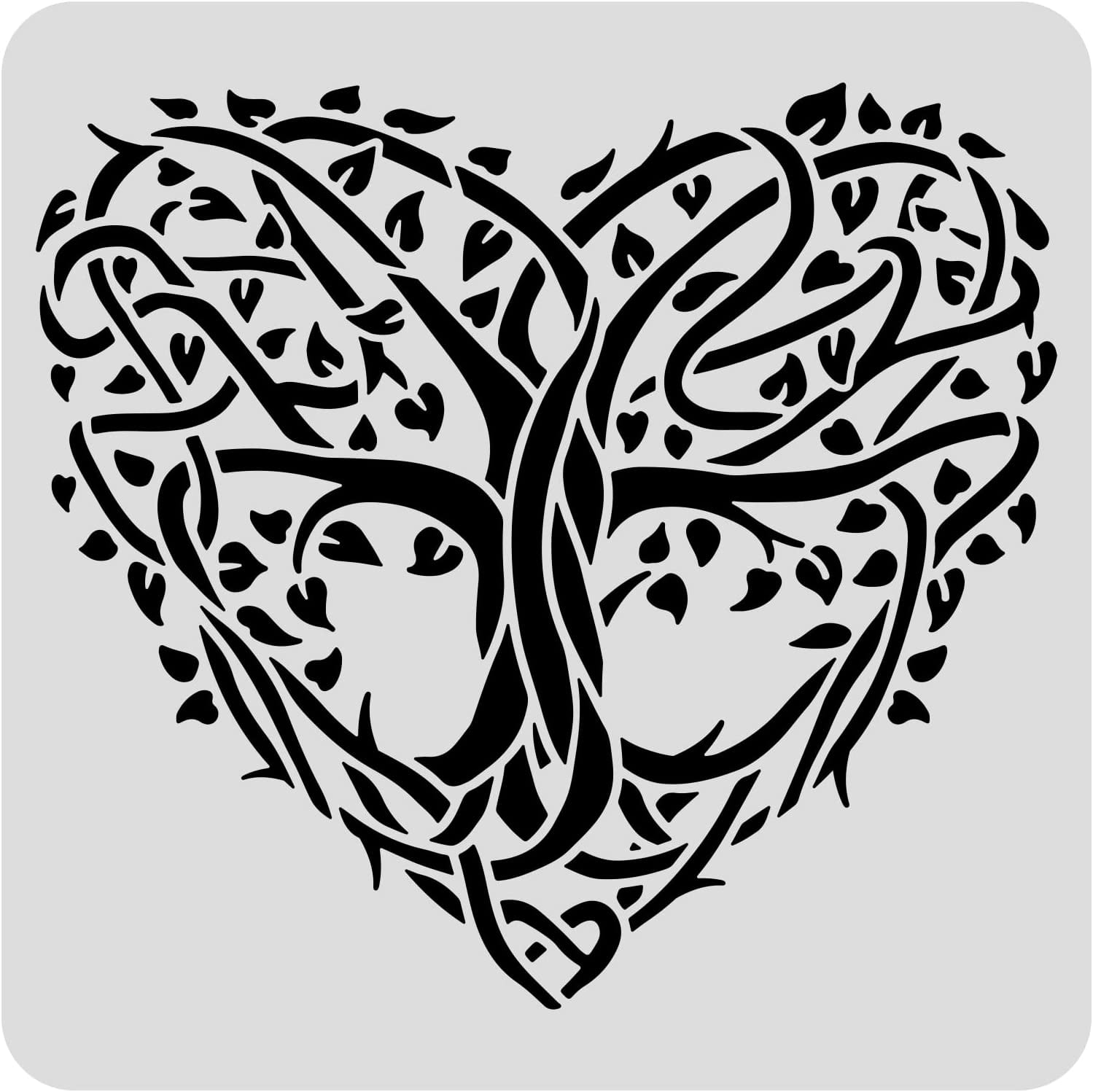 11.8x11.8inch Heart Stencil for Painting Square Tree of Life Stencils ...