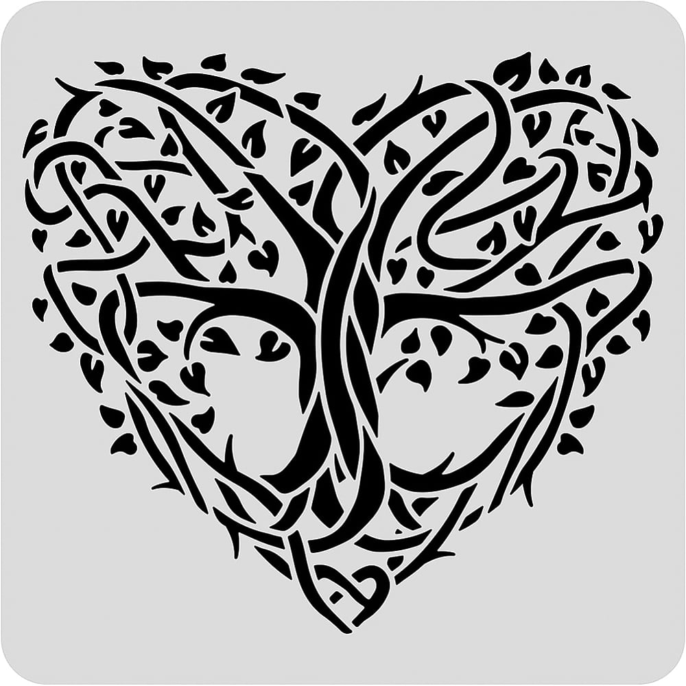 11.8x11.8inch Heart Stencil for Painting Square Tree of Life Stencils ...