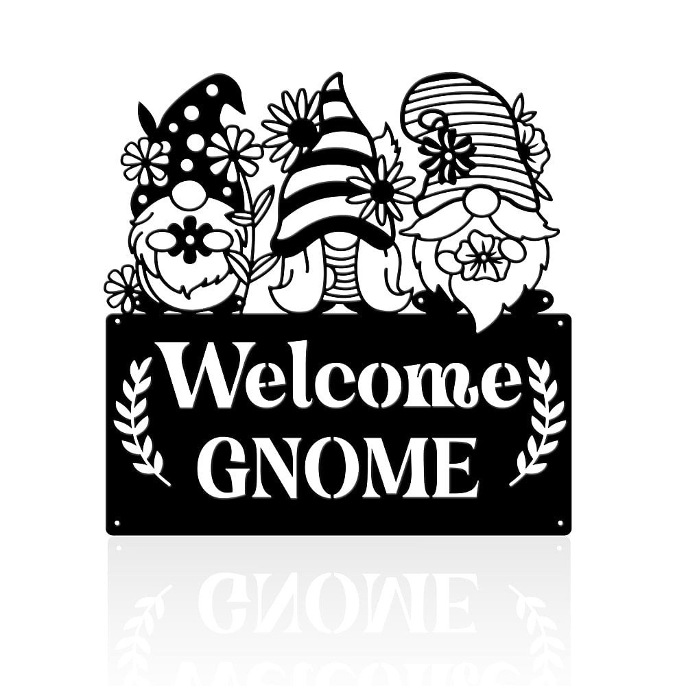 11.8x11.8inch Rectangle Gnome Sweet Welcome Door Sign Gnome Iron Door ...