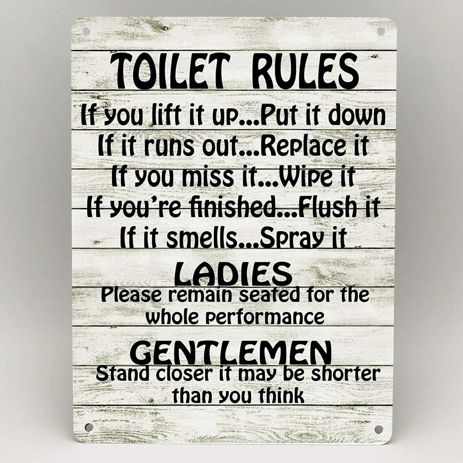 11.8x15.7 inch Toilet Rules Metal Sign Bathroom List Novelty Put It ...