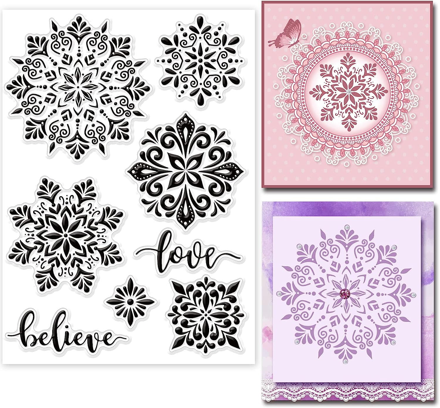 11.8x8.2in Mandala Flower Layered Clear Stamps Vintage Mandala Rubber ...