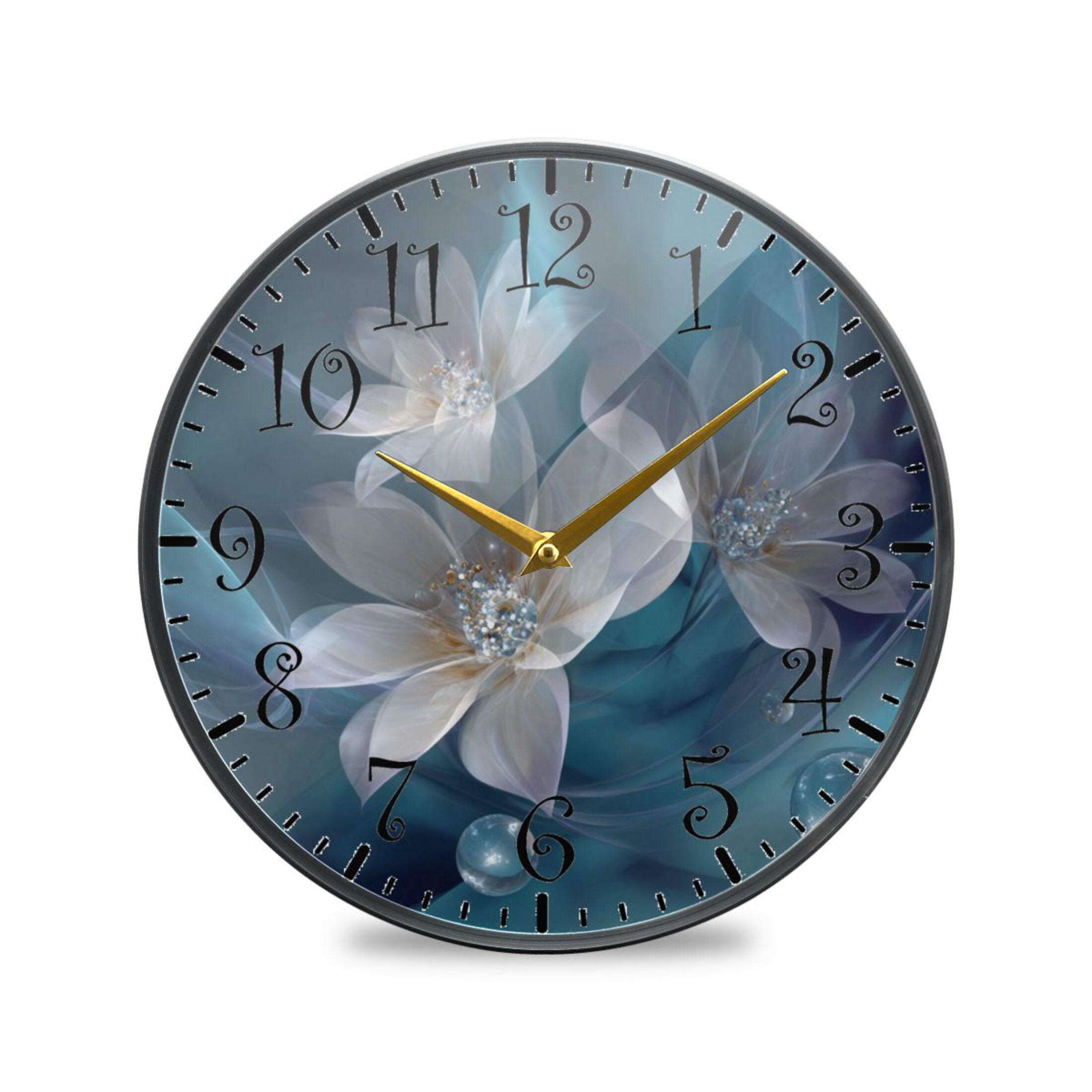 11.9in Acrylic Wall Clock with Glass-like Finish Round Clock for Home ...