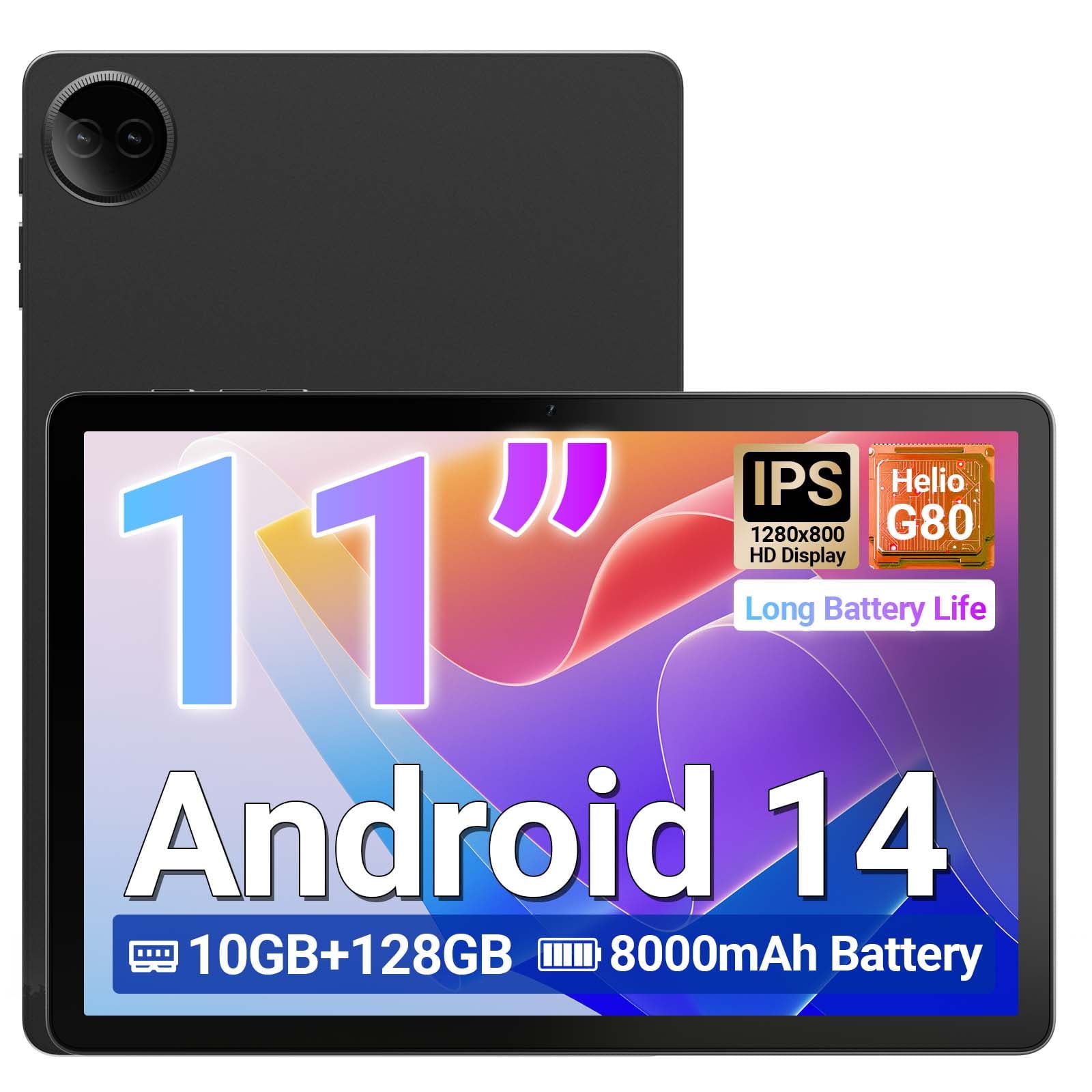 11" Android 14 Tablet, Helio G80 Octa-Core 12GB+128GB Tablet Computer ...